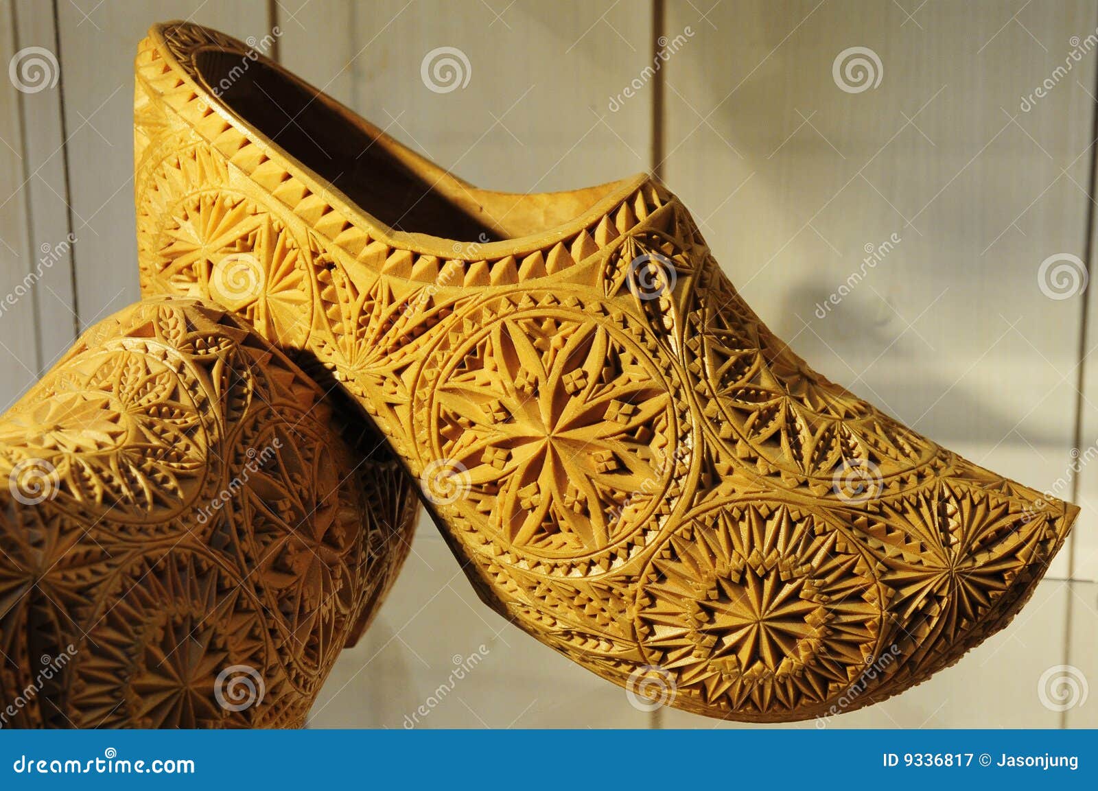 Wood Shoe with Sculpture Pattern Stock Image - Image of artwork ...