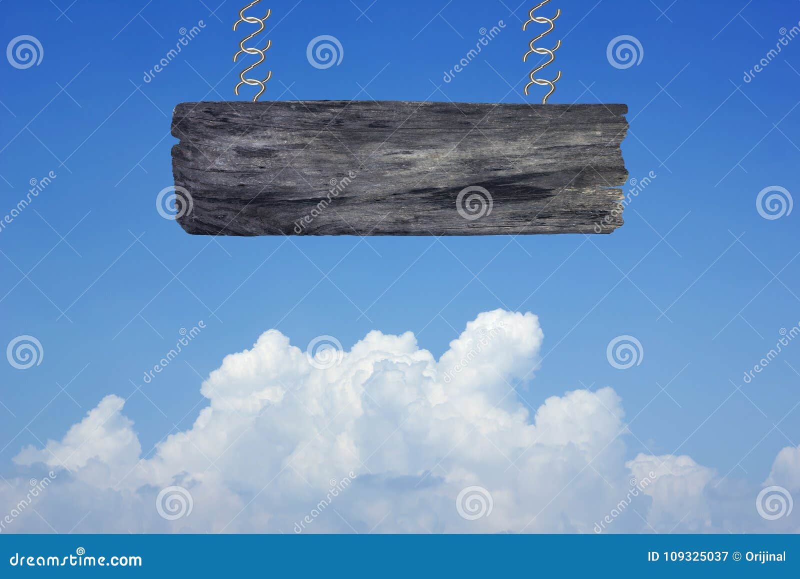 Wood Sign on Clouds in the Blue Sky Background Stock Image - Image of ...
