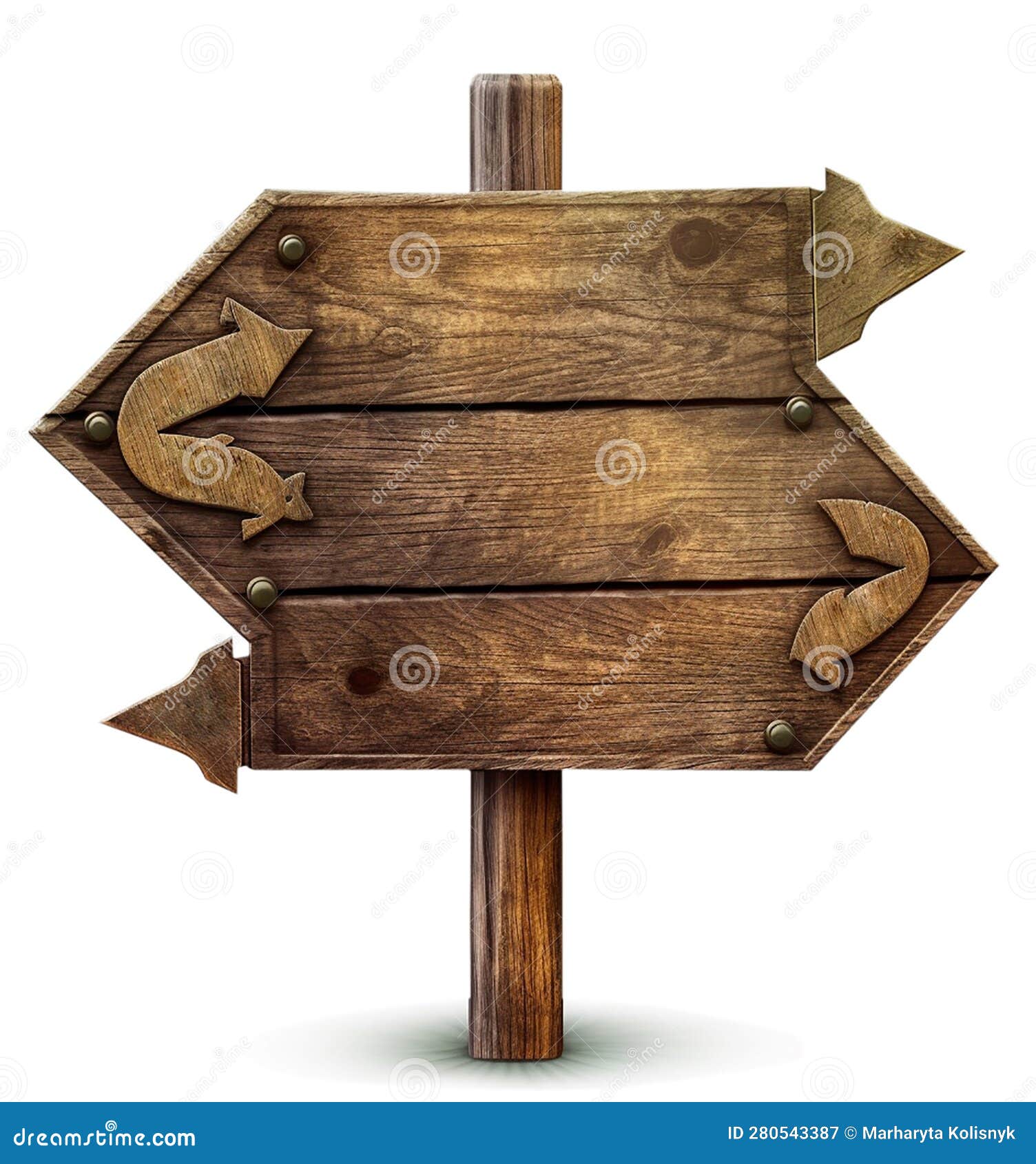 Wood Sign Isolated on White Background 1 Stock Illustration ...