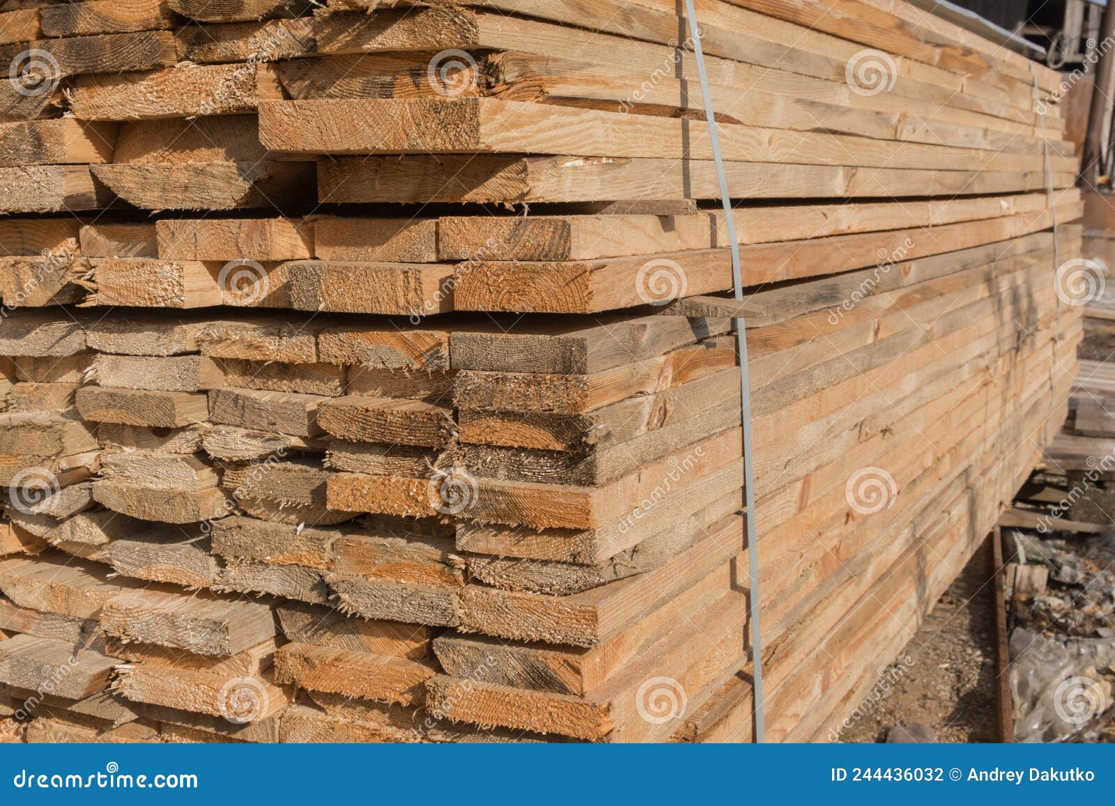 Wood Stack Storage of Timber Materials and Lumber Pile Industry Stock ...