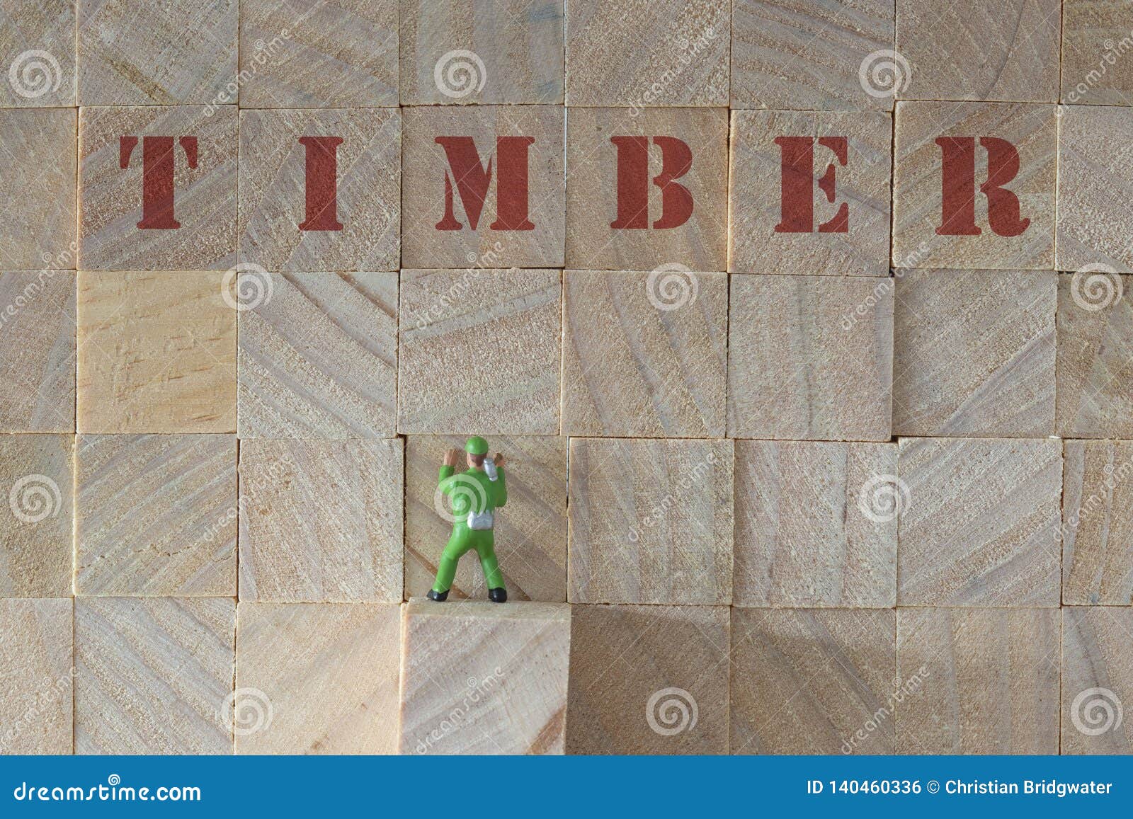 Wood Stacked With The Word Timber And A Miniature Scale Model Builder ...