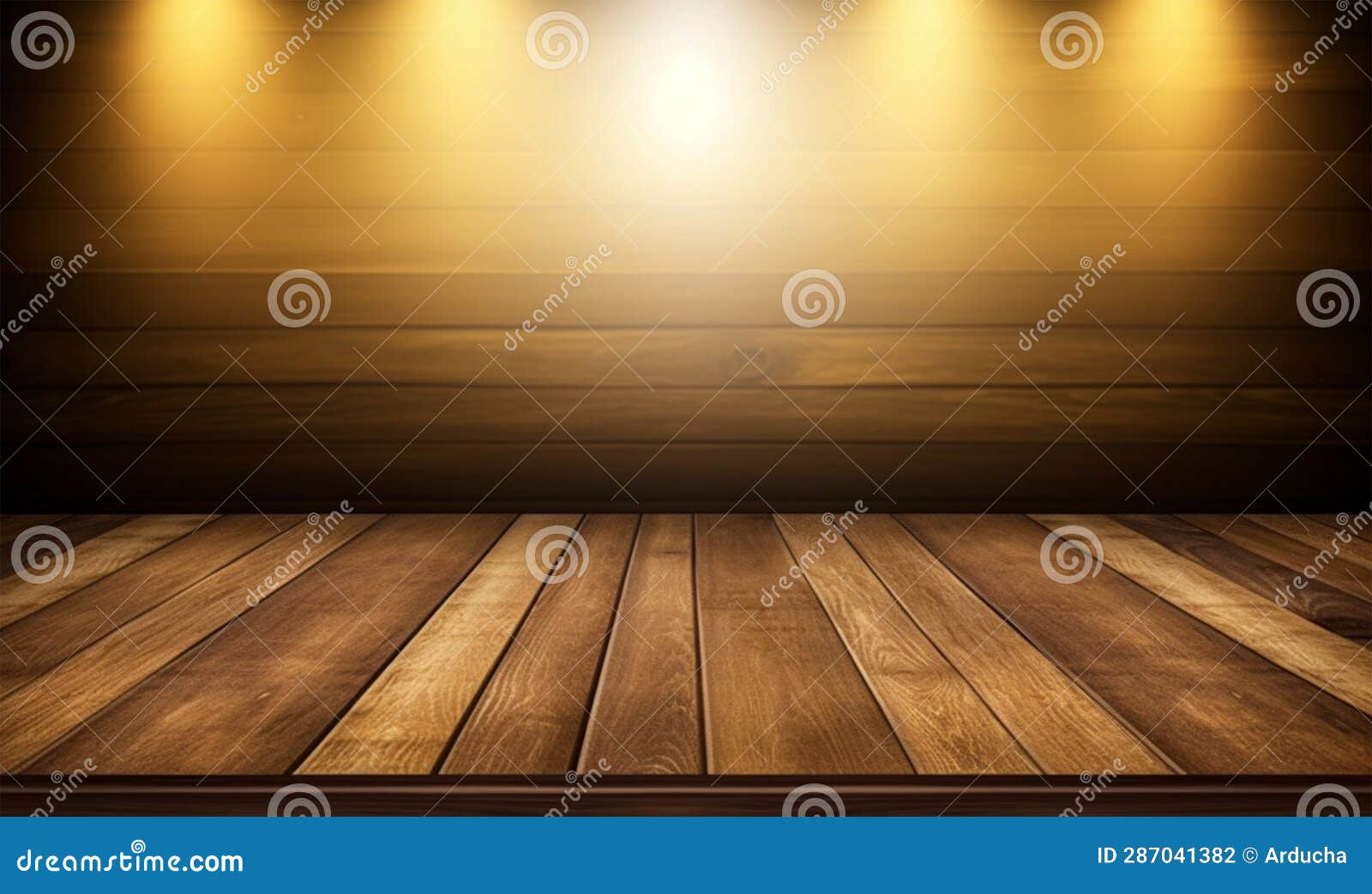 Wood Stage Ground with Lighting from Up Side Template Stock Photo ...