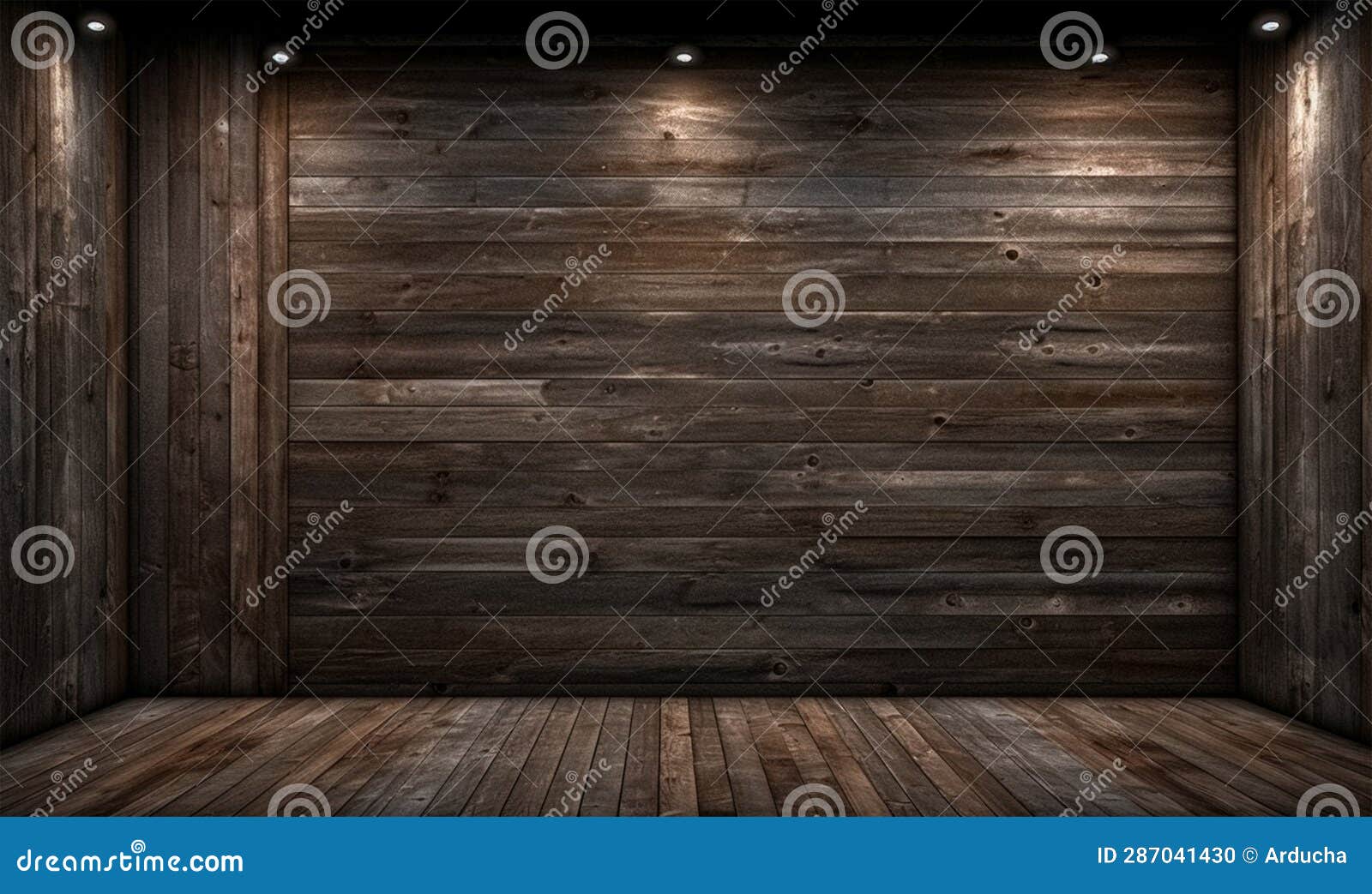 Wood Stage Ground with Lighting from Up Side Template Stock ...