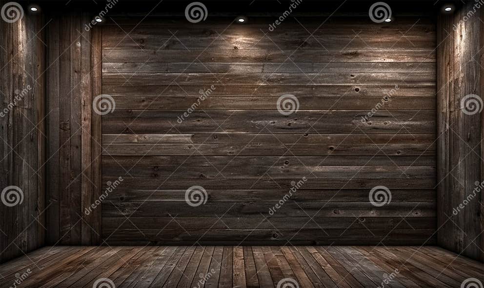Wood Stage Ground with Lighting from Up Side Template Stock ...