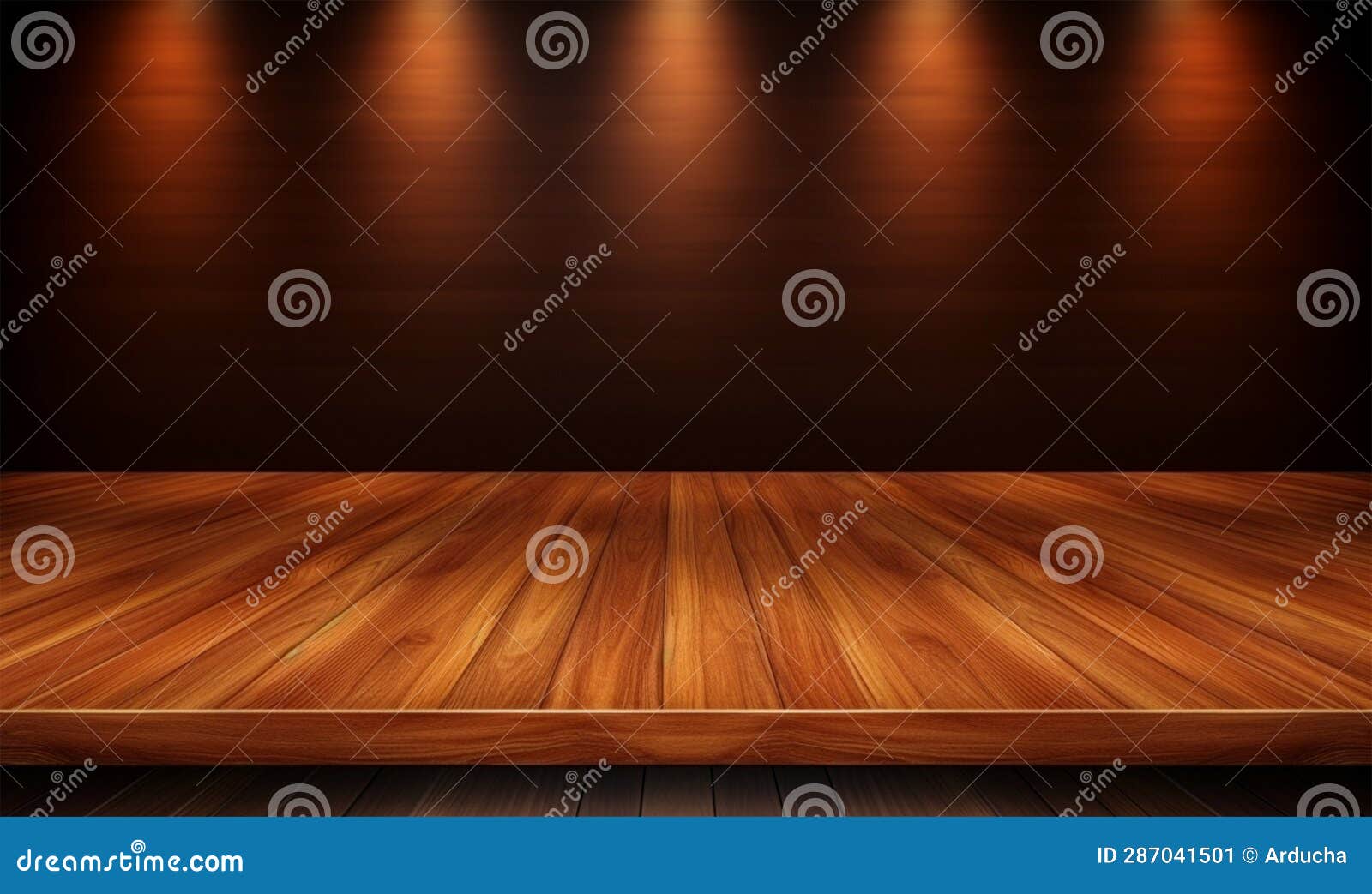 Wood Stage Ground with Lighting from Up Side Template Stock Image ...