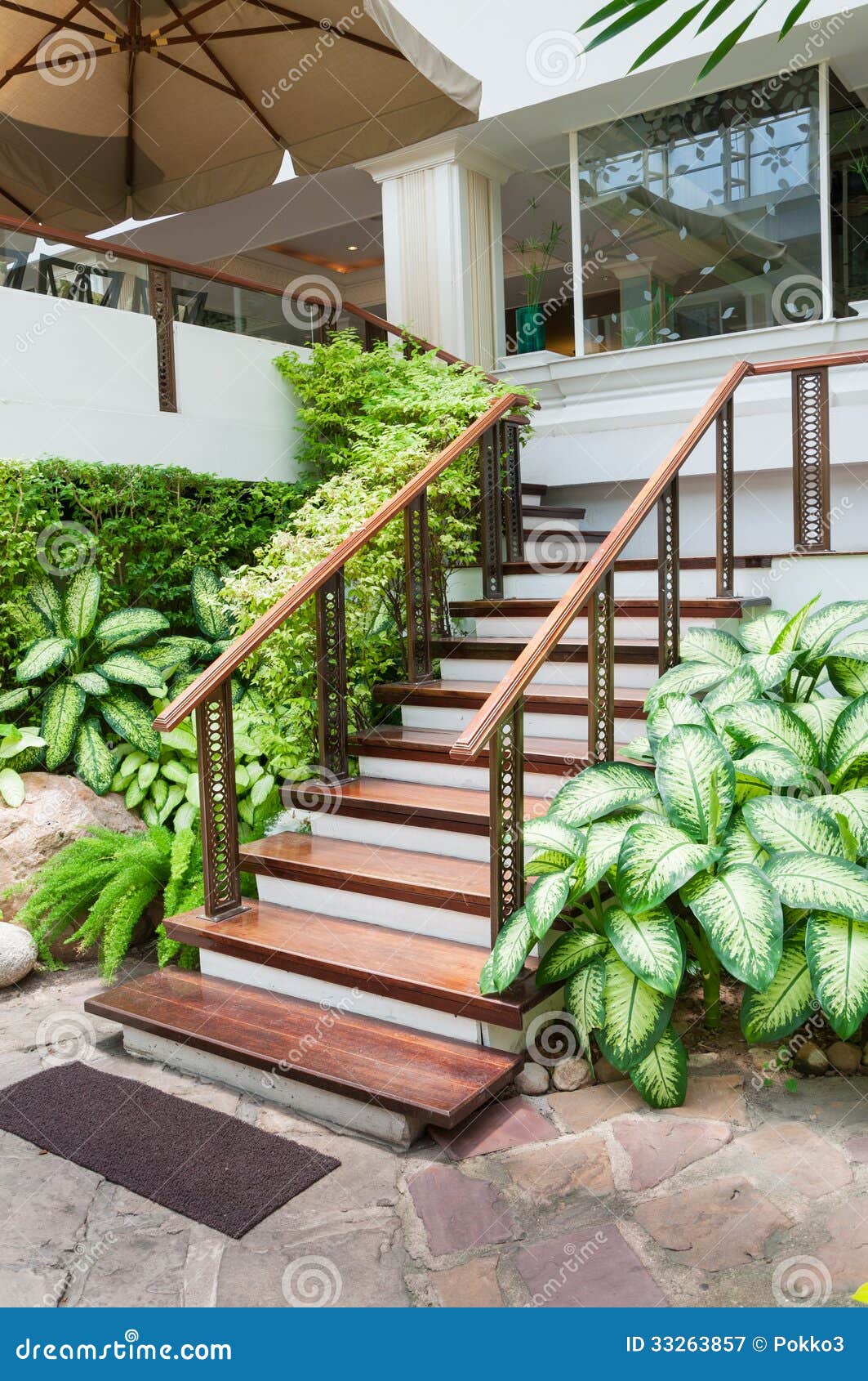 Wood stair way stock image. Image of stair, light, perspective - 33263857