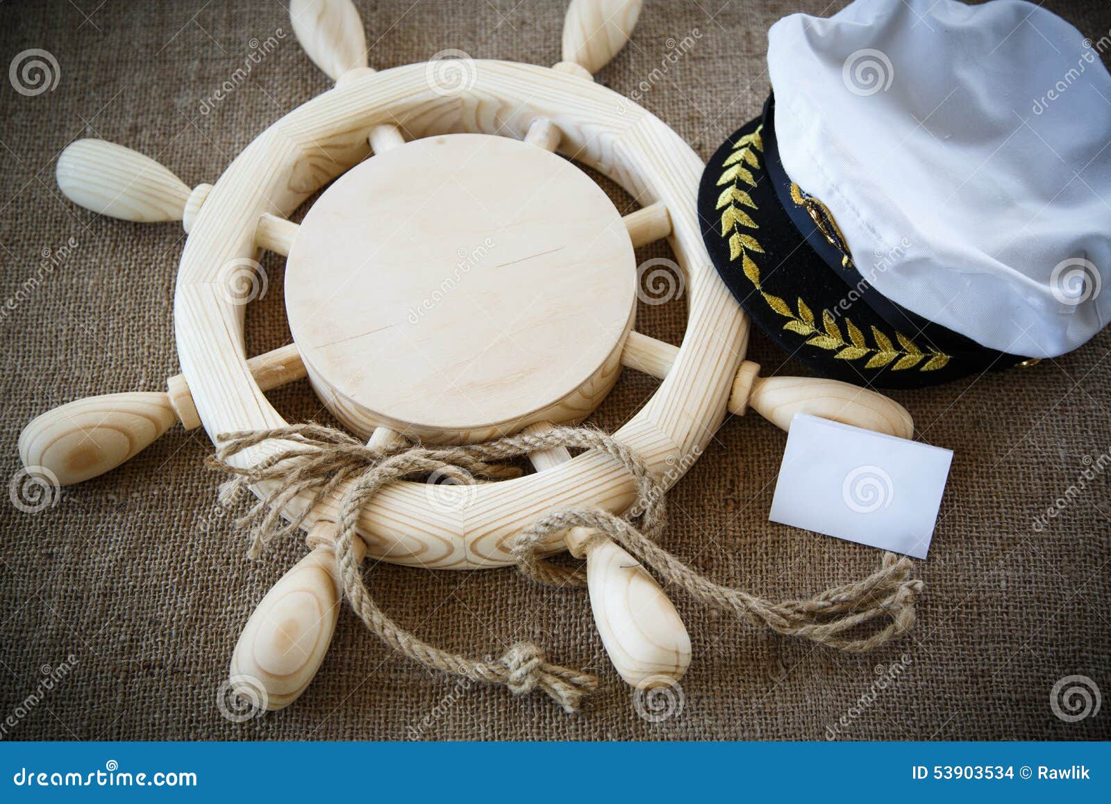 Wood Steering Wheel with a Rope Stock Photo - Image of handle, holiday ...