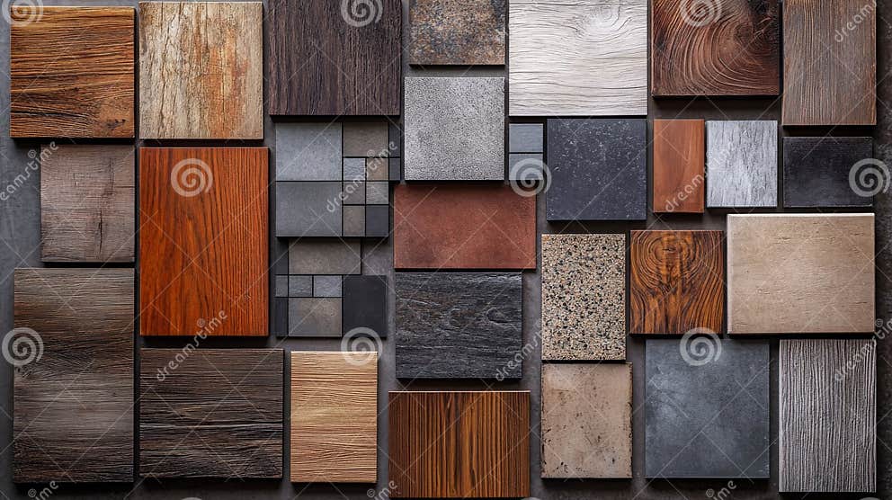 Wood and Stone Texture Samples for Interior Design Stock Illustration ...