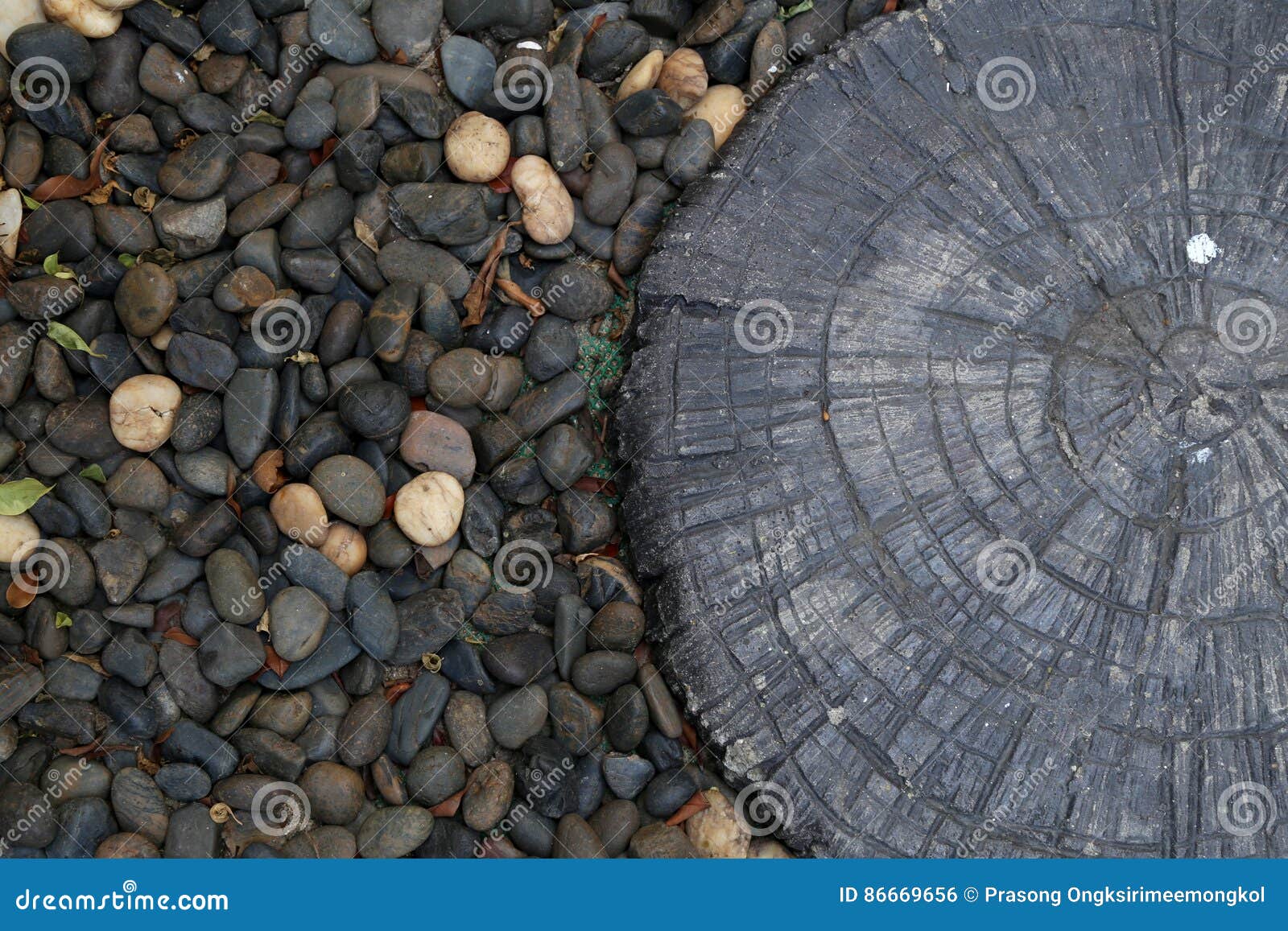 Wood among stones stock photo. Image of cobblestone, wooden - 86669656
