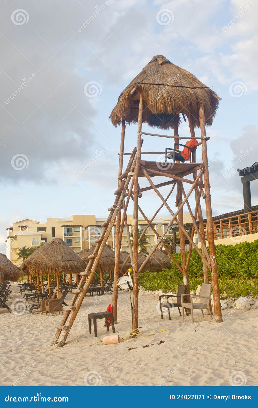 Wood and Straw Thatched Lifeguard Stand Stock Image - Image of danger ...