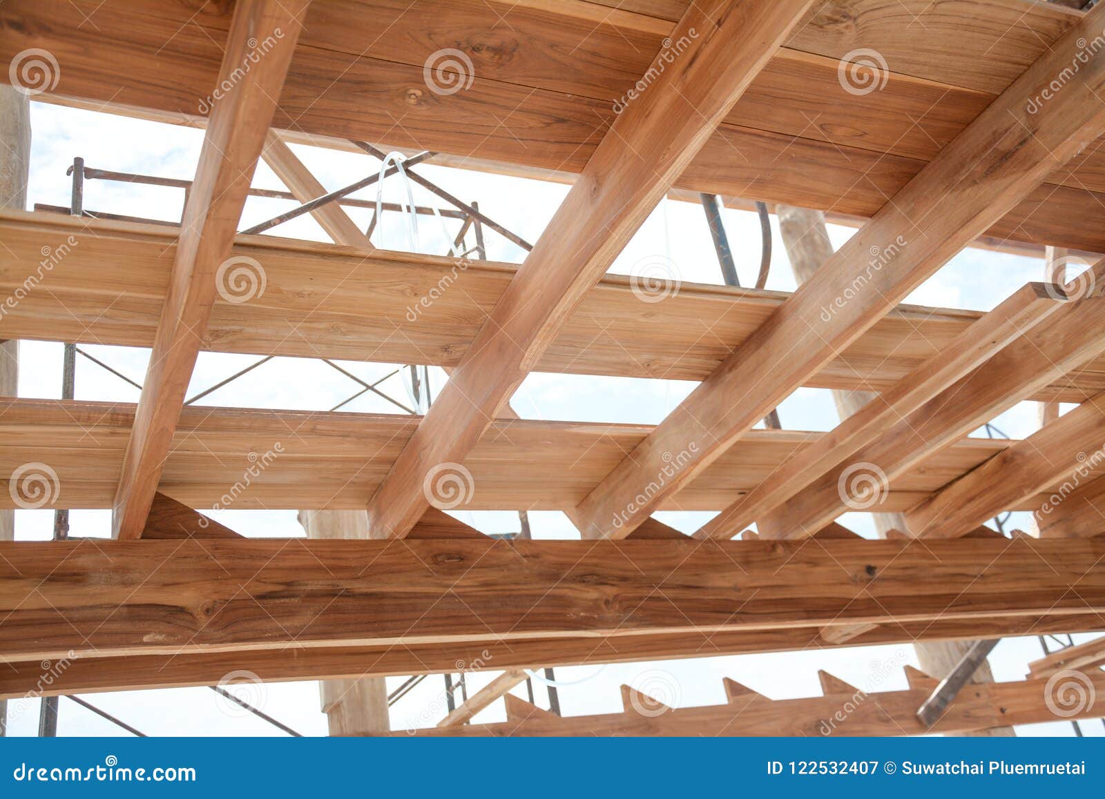 Wood Structure of House Construction Stock Image - Image of wooden ...