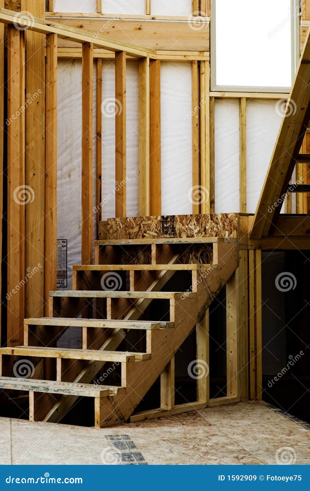 Wood Studs Framing in Home Construction Stock Image - Image of house ...