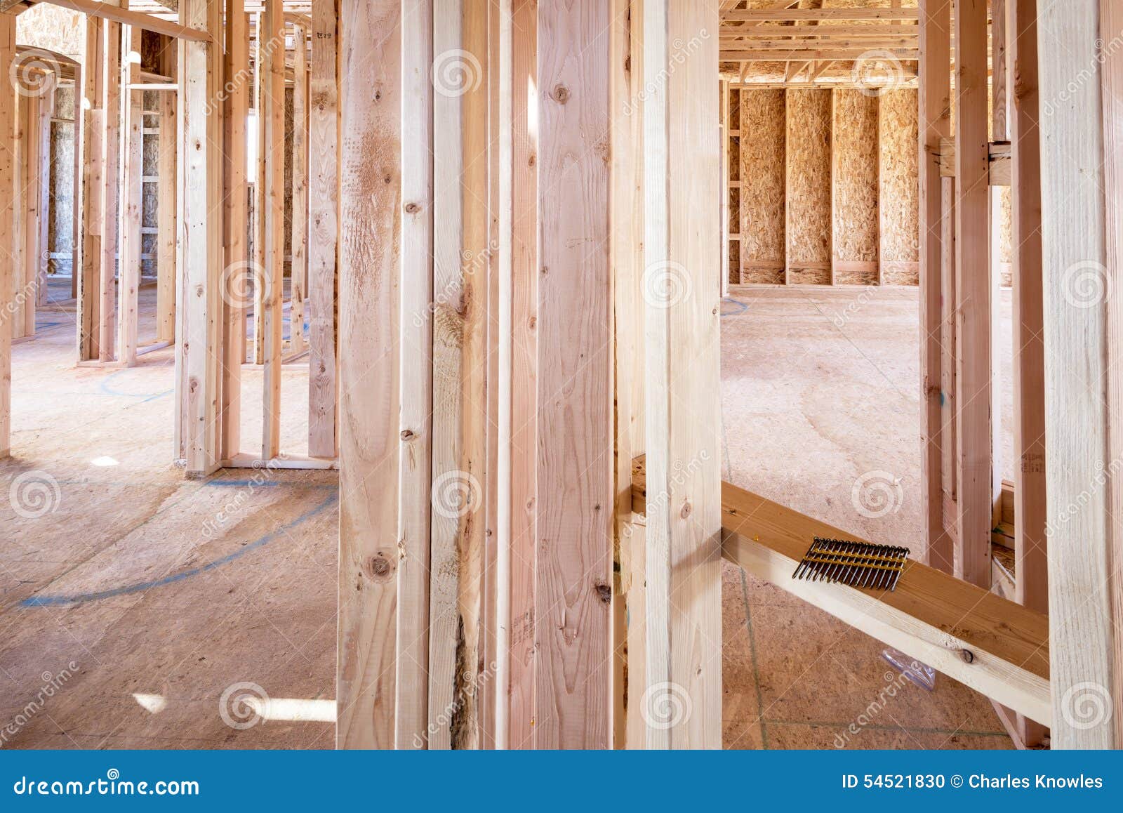 Wood Supports in a New Home Build Stock Photo - Image of wood, studs ...