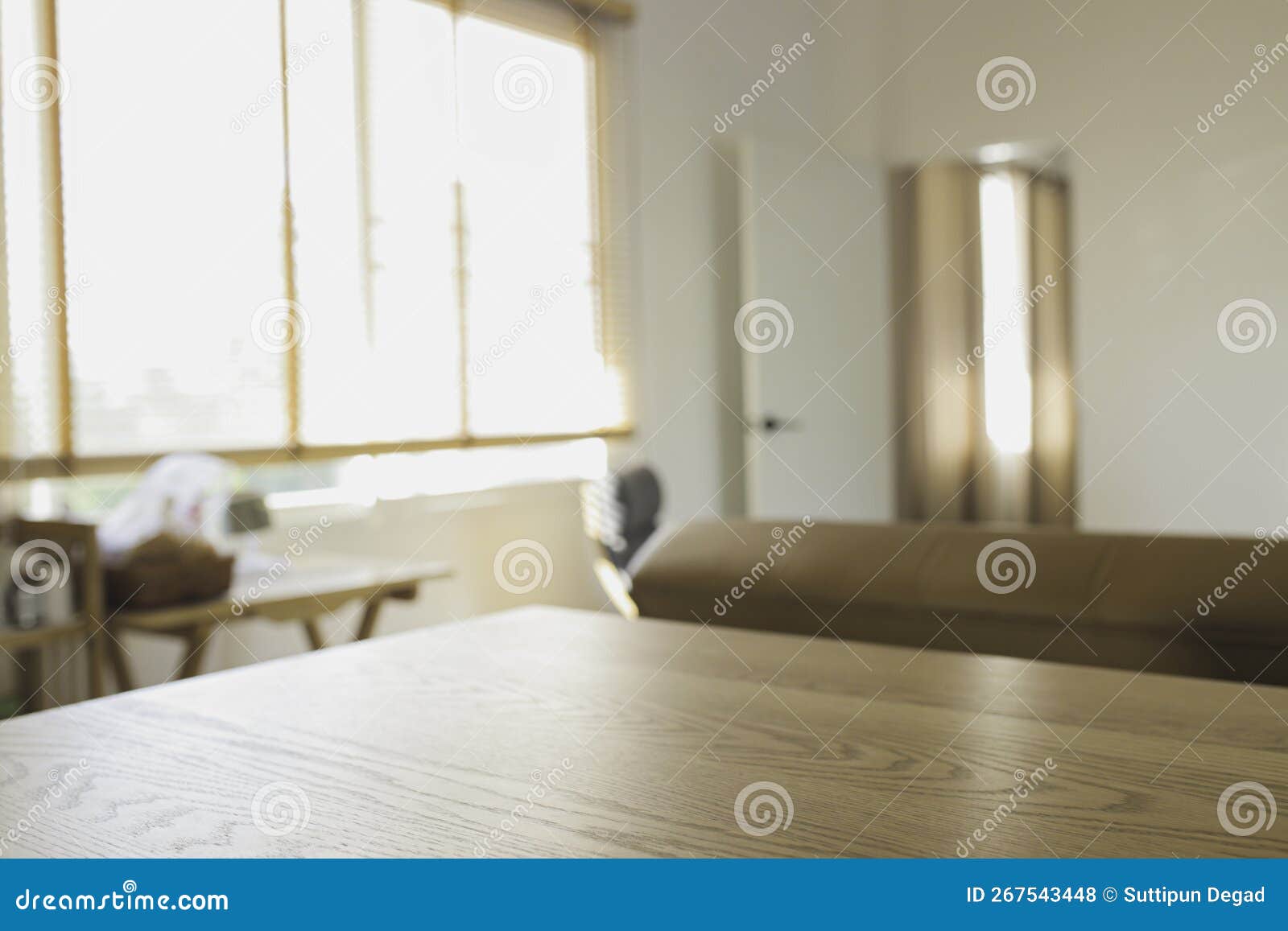 Wood Tabletop and Blurry Room Background Stock Photo - Image of copy ...
