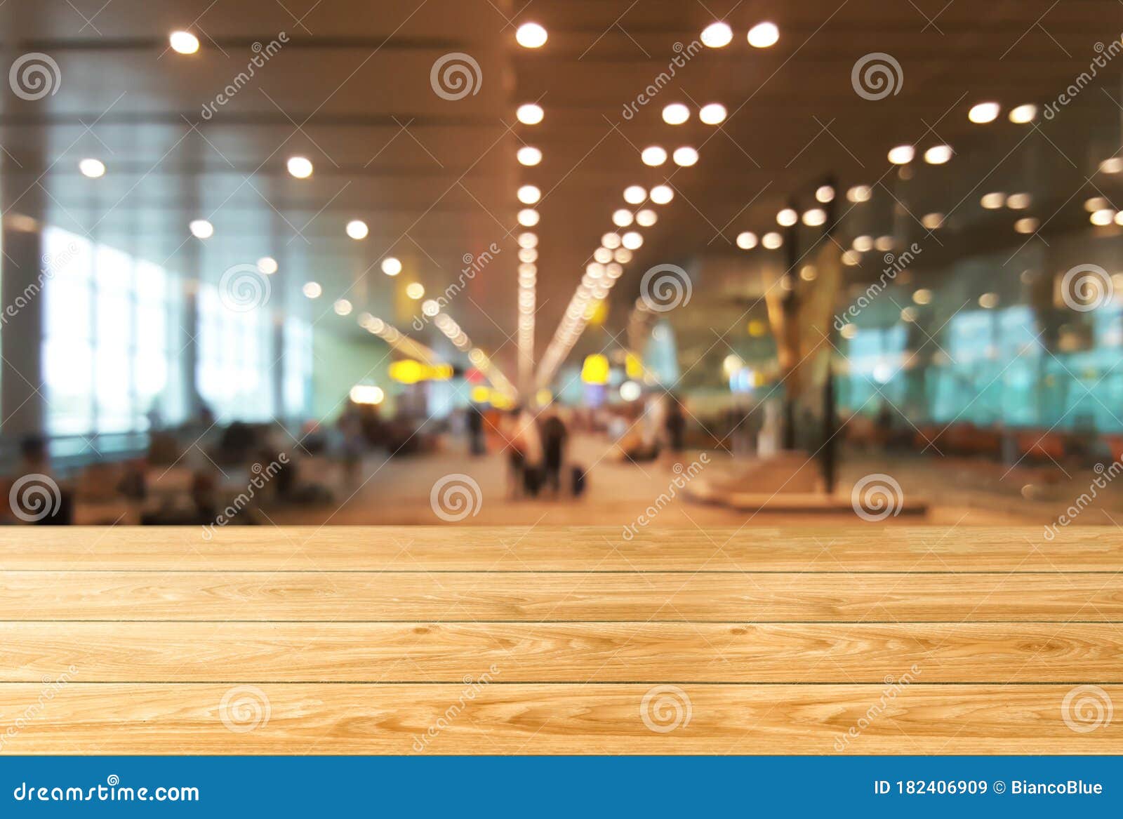 Wood Table in Large Conference Hall Background Stock Image - Image of ...