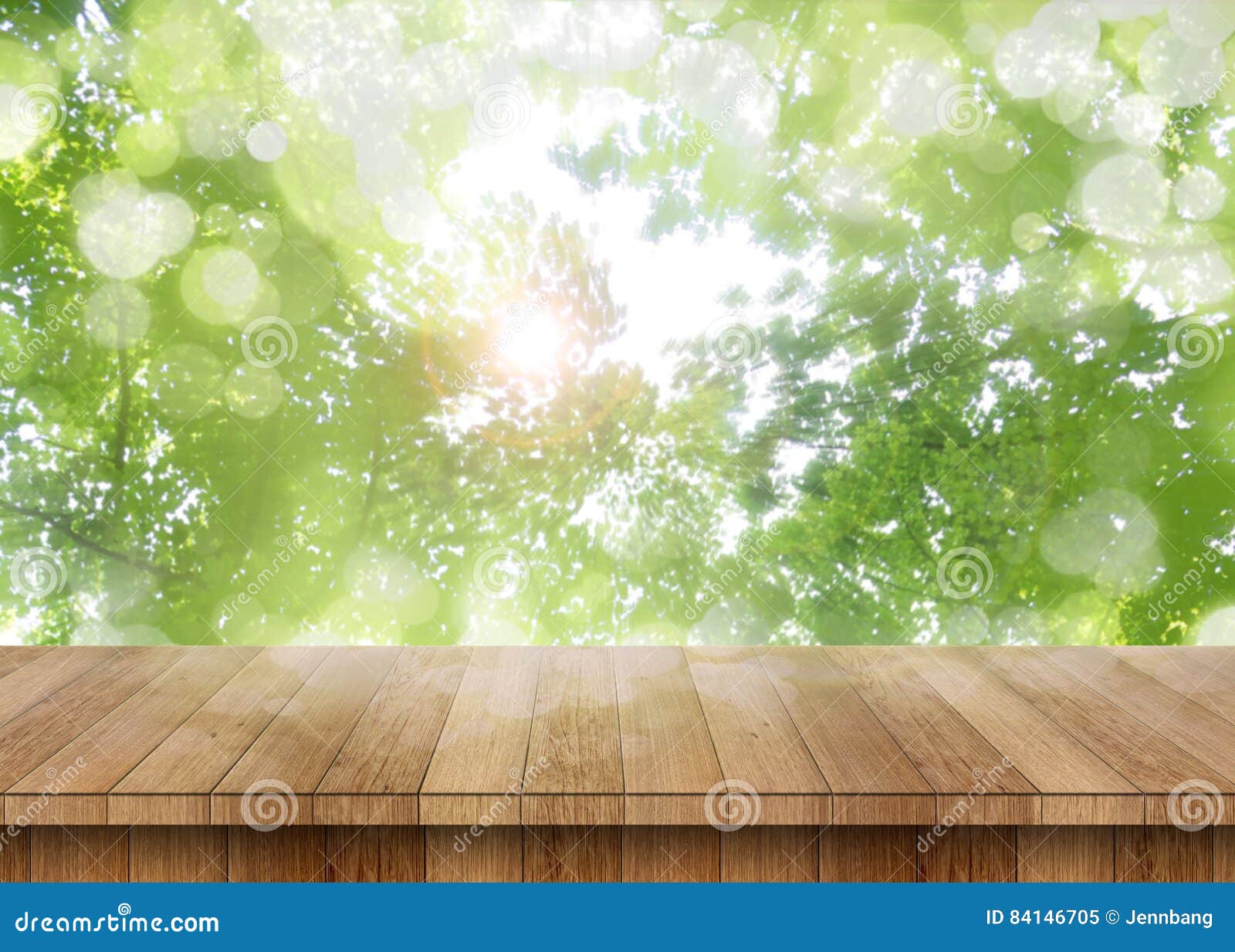 Wood Table Perspective with Green Leaf Stock Image - Image of tabletop ...