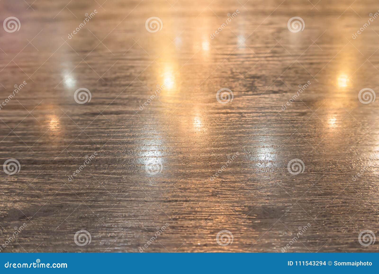 Wood Table and Reflection of Light Bulb Stock Photo - Image of ...