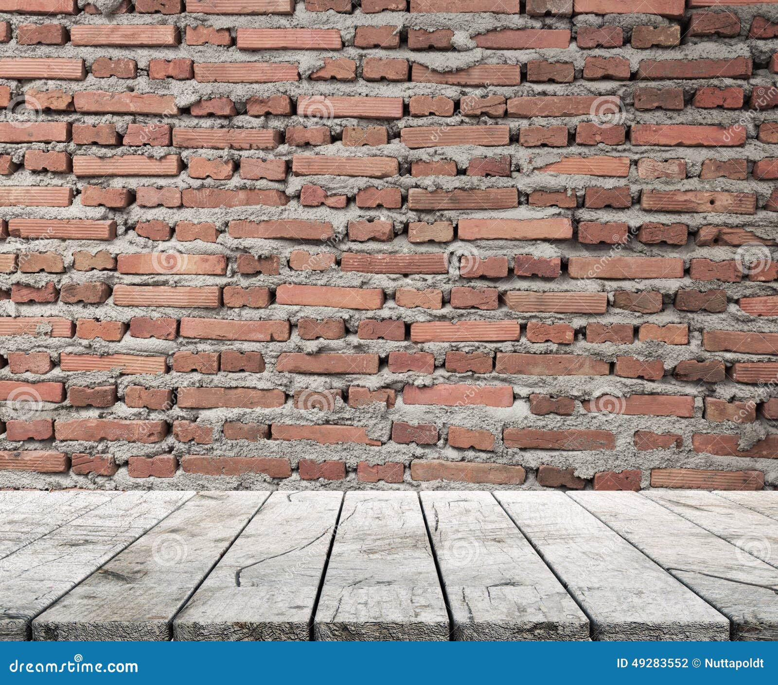 Wood Table Top and Brickwall Background Stock Photo - Image of building ...
