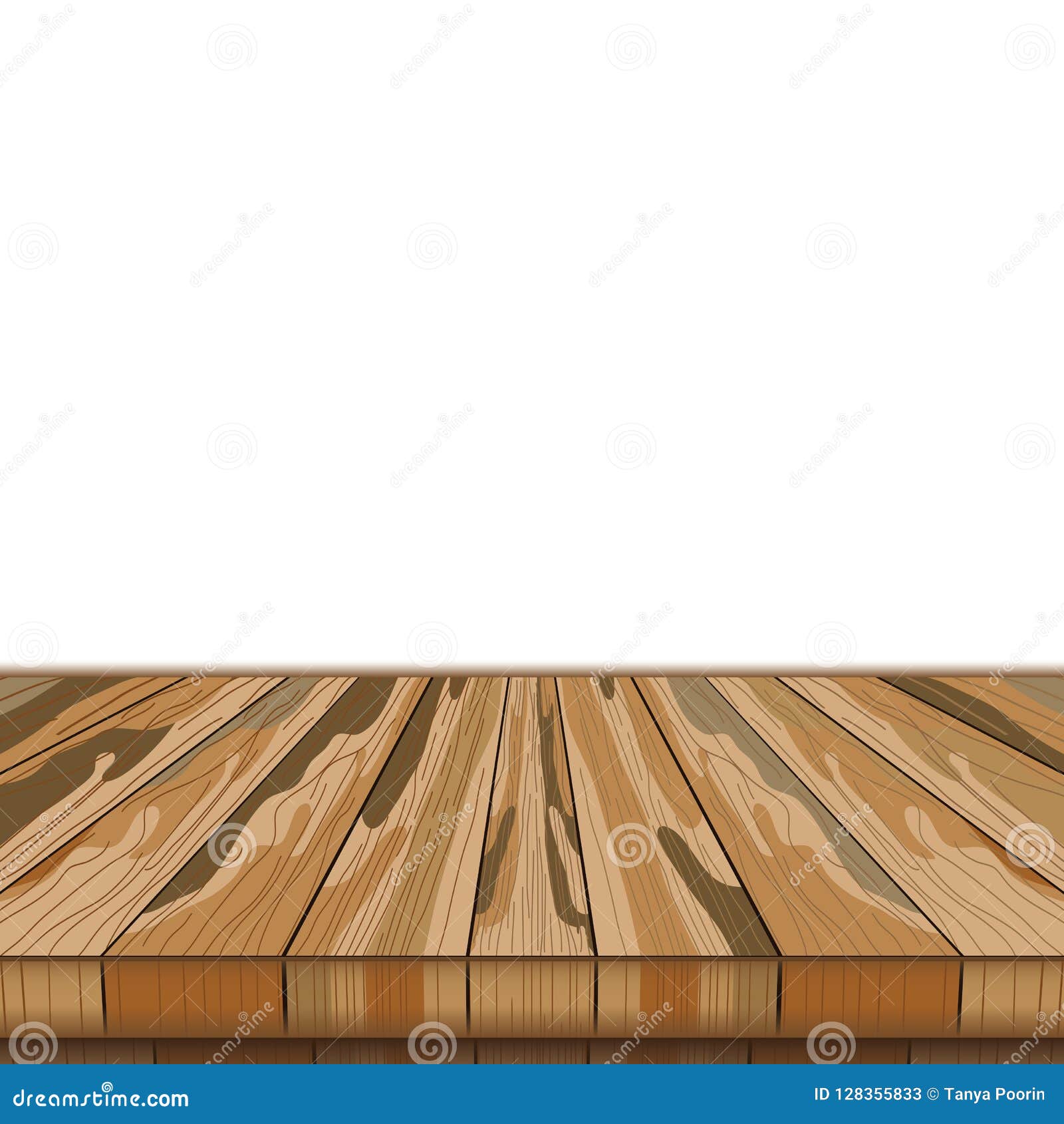 Wood Table in Top View Isolated on White Background. Stock Vector ...