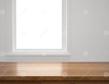 Wood Table with Window Background Stock Image - Image of space, wood ...