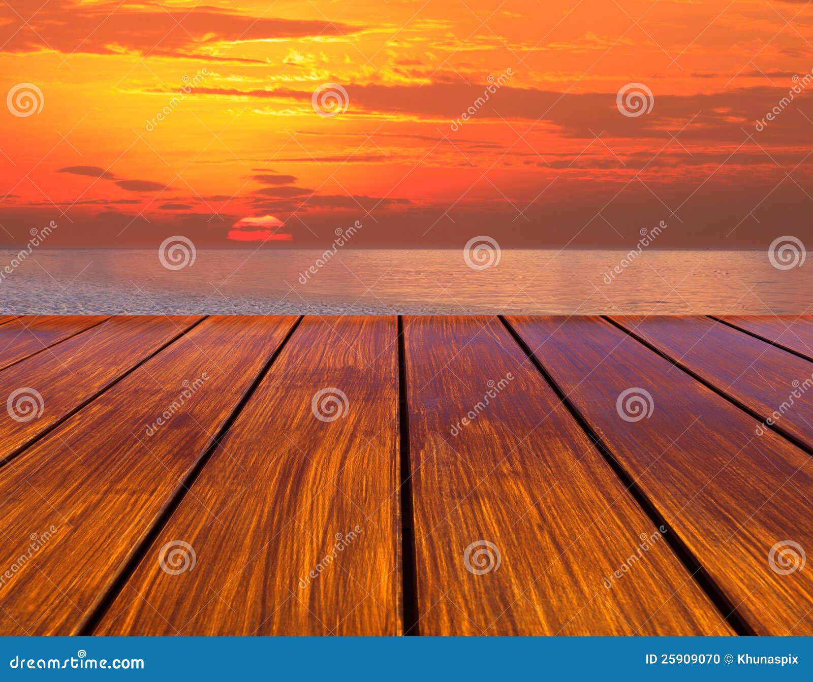 Wood Terrace Perspective and Sun Set Stock Photo - Image of beautiful ...