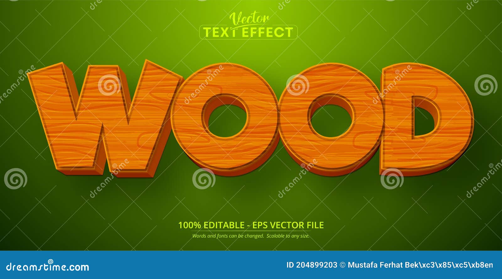 Wood Text, Cartoon Style Editable Text Effect Stock Vector ...