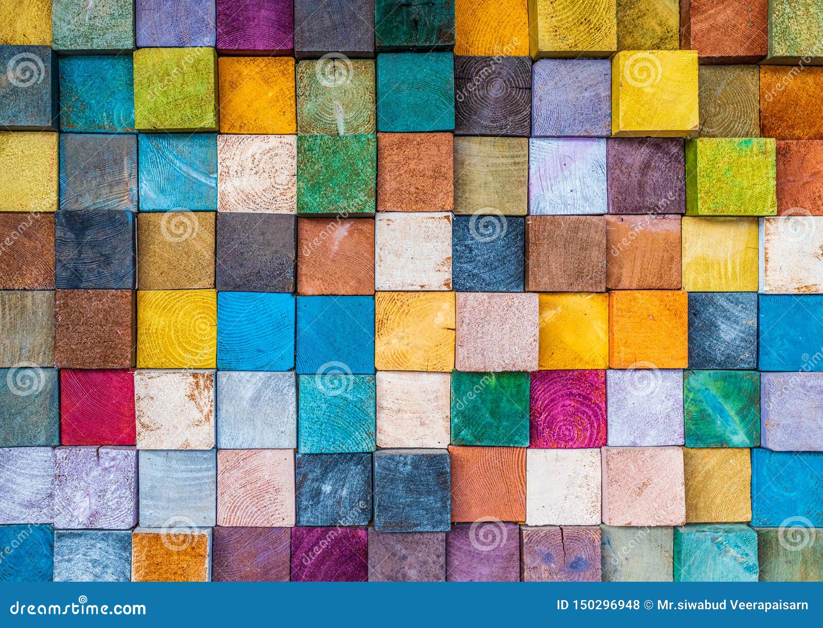 Wood Texture Block Stack On The Wall For Background, Abstract Colorful ...