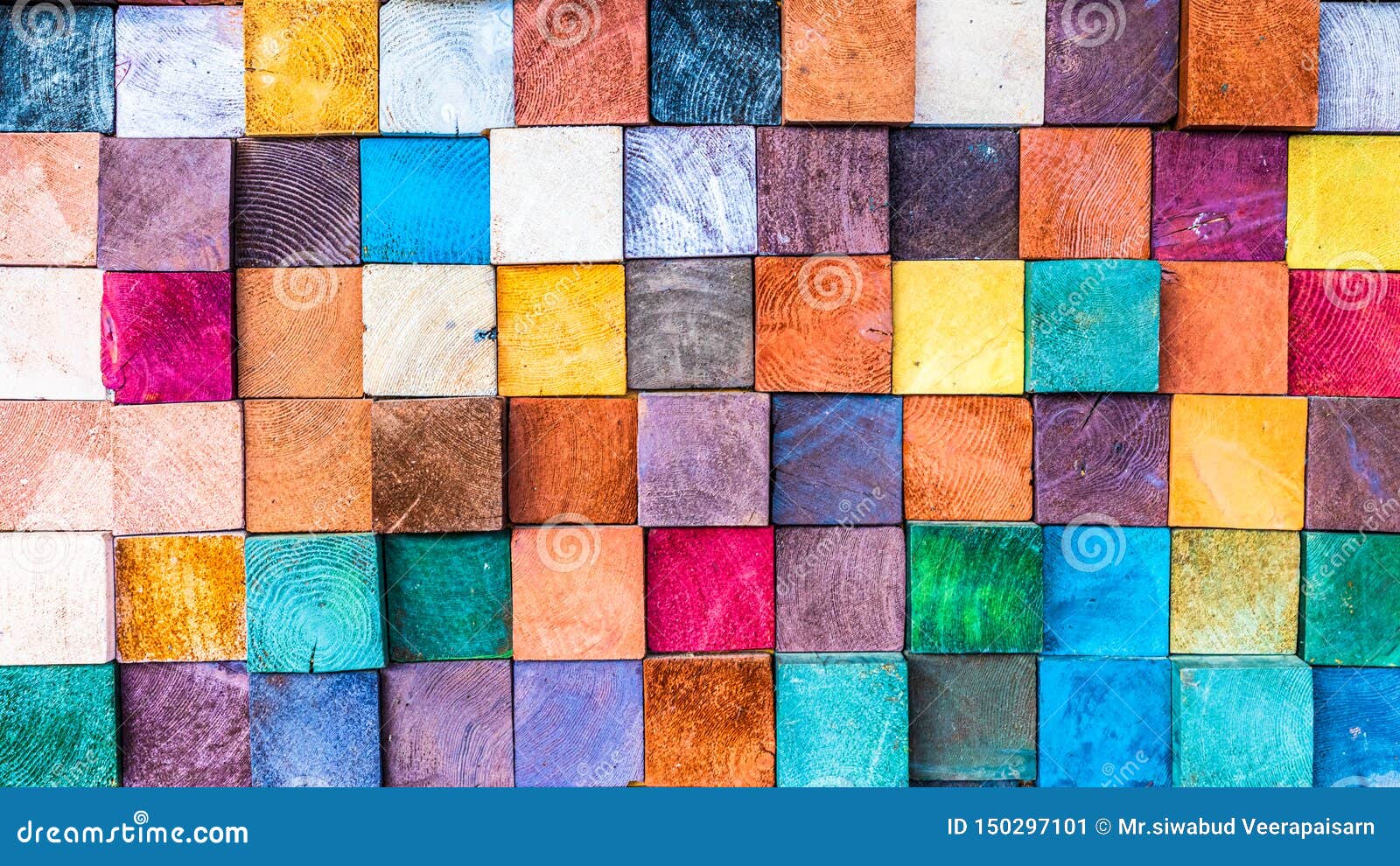 Wood Texture Block Stack on the Wall for Background, Abstract Colorful ...