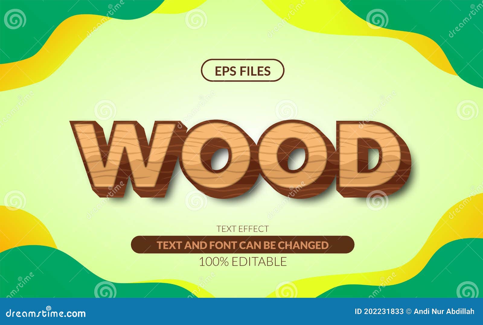 Wood Texture 3d Editable Text Effect. Eps Vector File Stock Vector ...