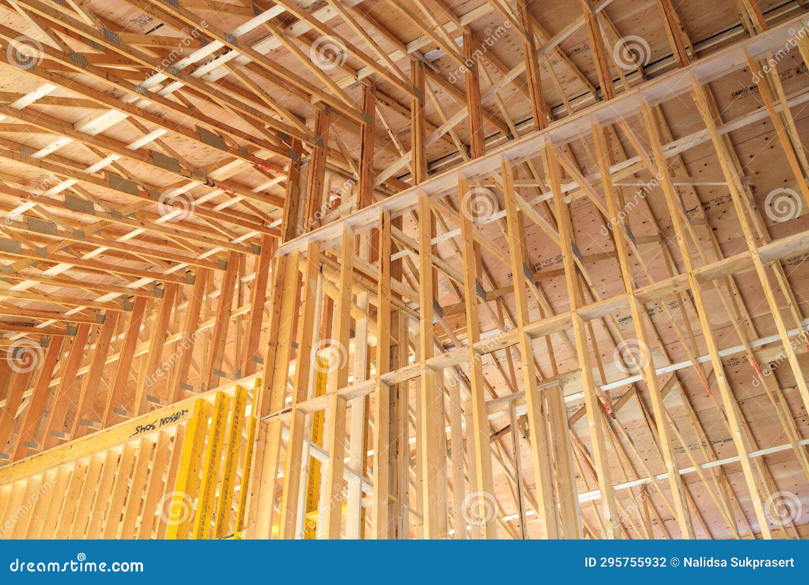 Wood Timber Truss Construction Frame Building Indusrty Stock Photo ...