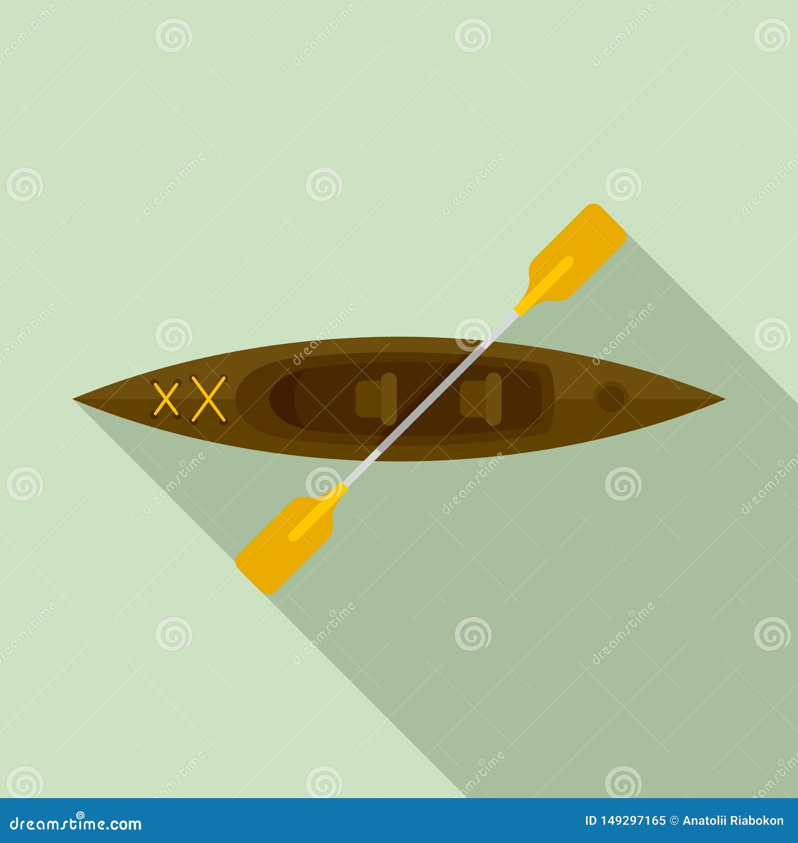 Wood Top View Kayak Icon, Flat Style Stock Vector - Illustration of ...
