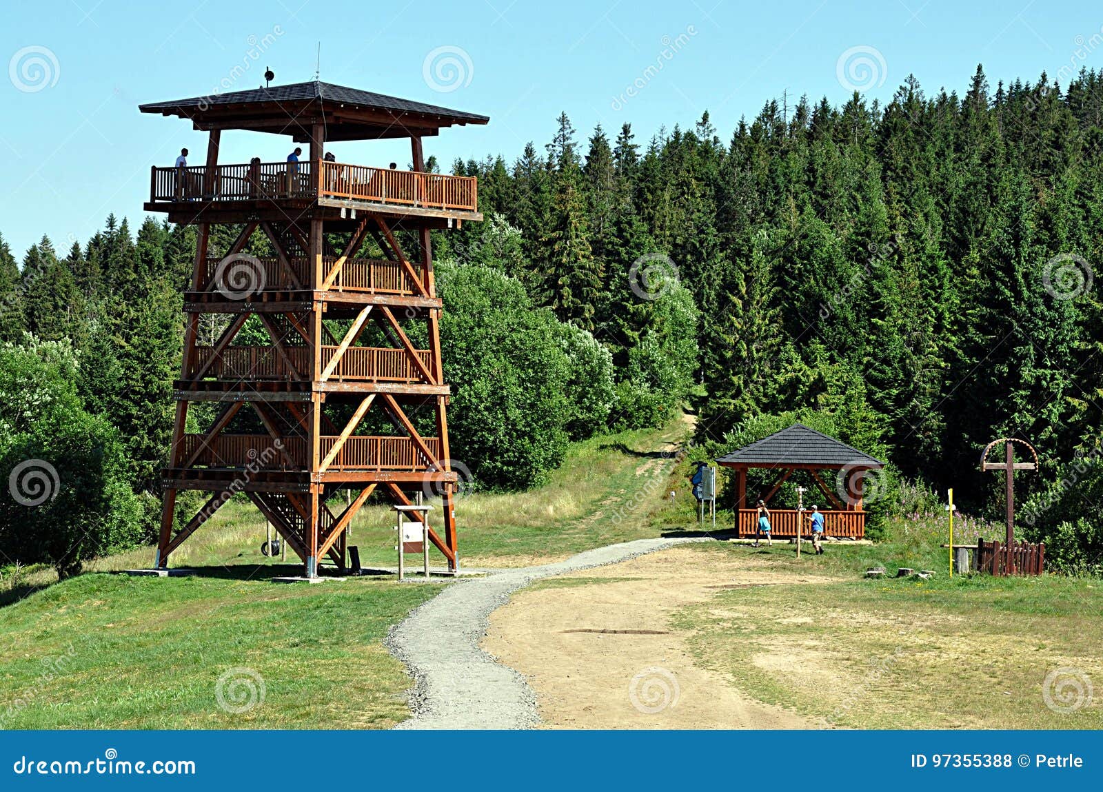 Wood tower stock photo. Image of hiking, people, detail - 97355388