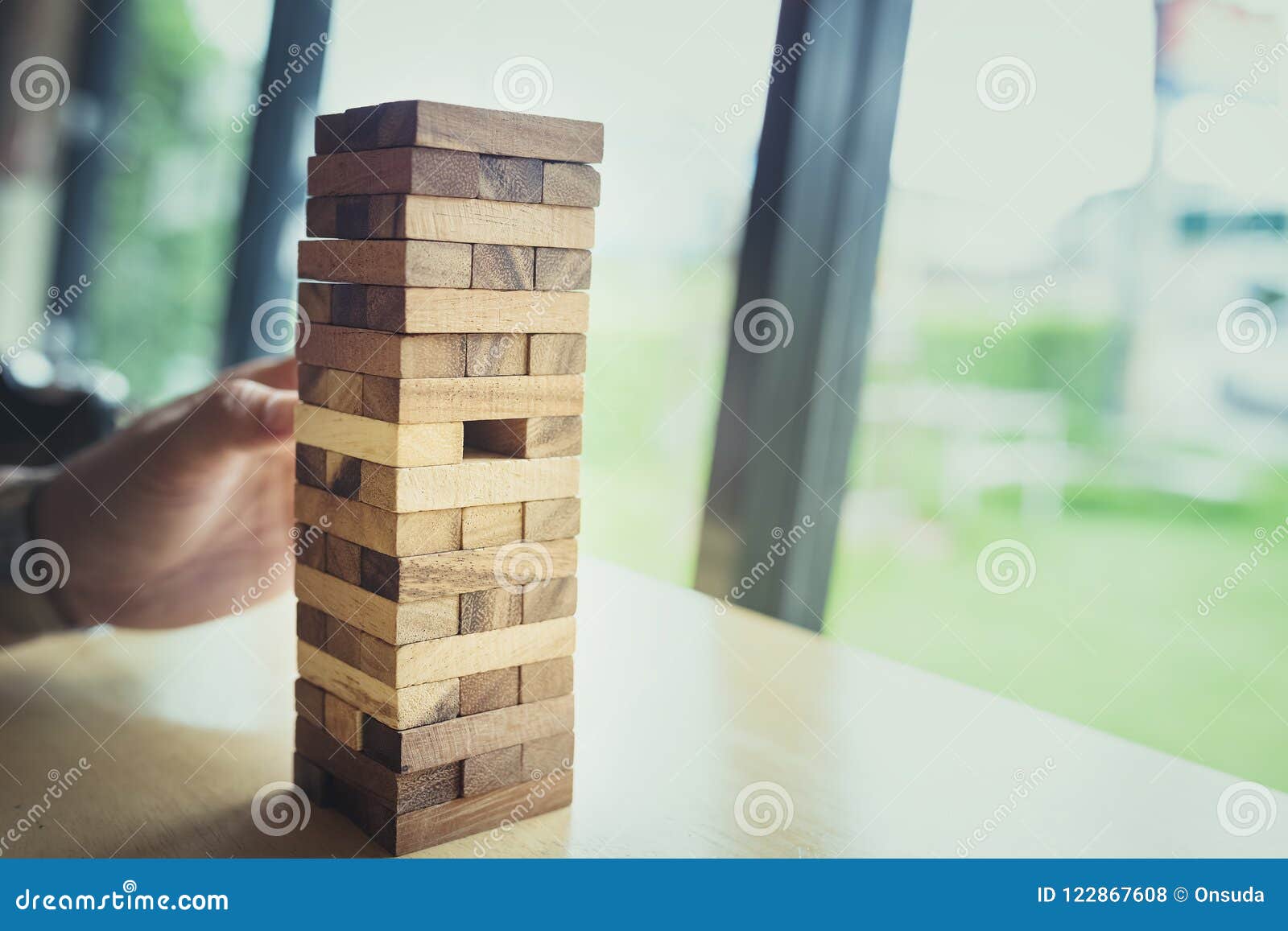 Wood tower puzzle stock photo. Image of childhood, space - 122867608