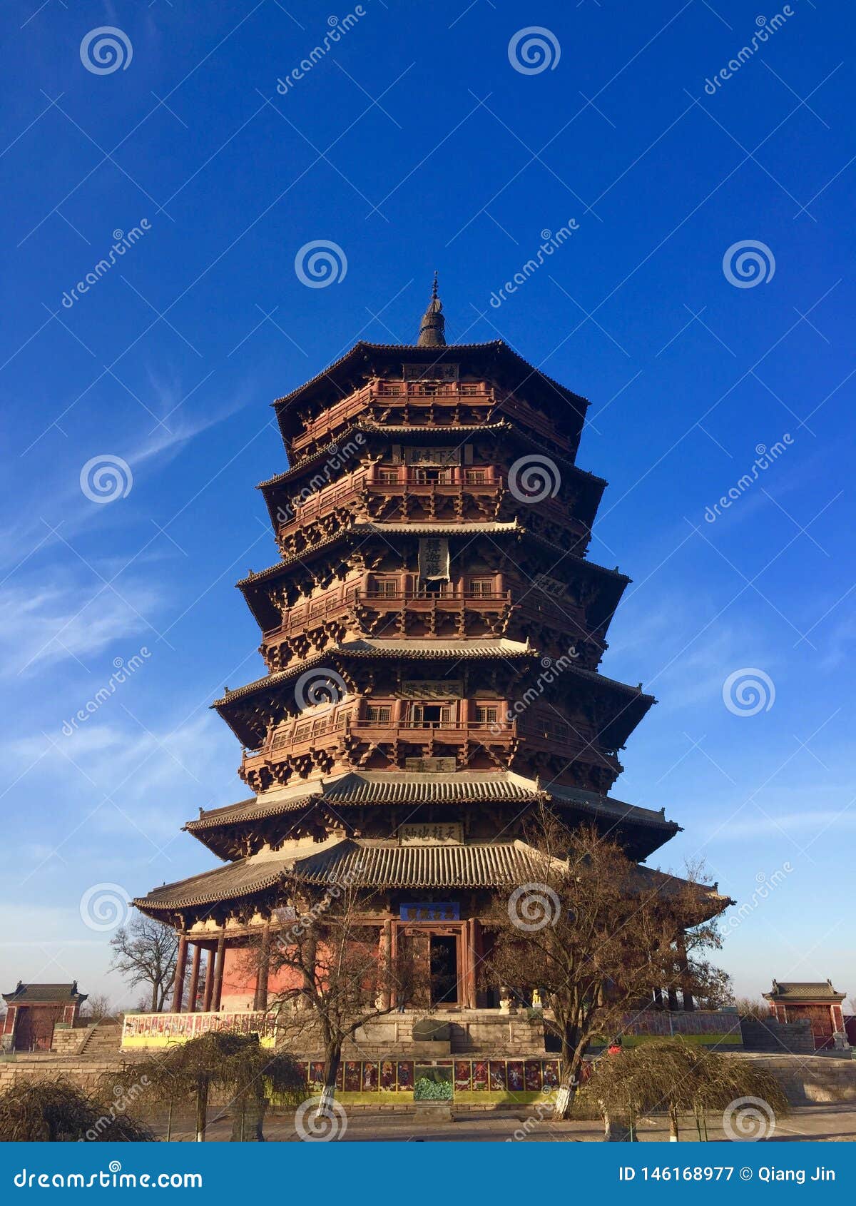 Wood Tower in Yingxian China Stock Image - Image of yingxian, wood ...