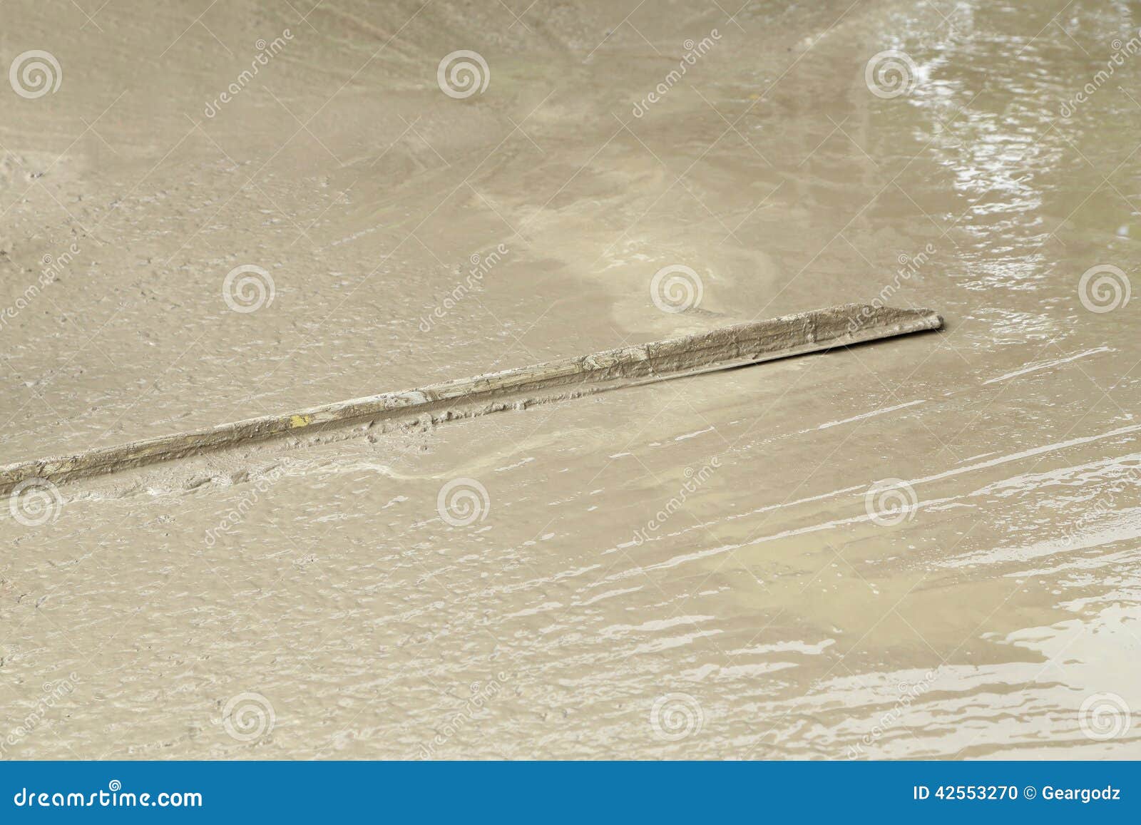 Wood Trowel To Smooth Concrete Ground Stock Photo - Image of sidewalk ...