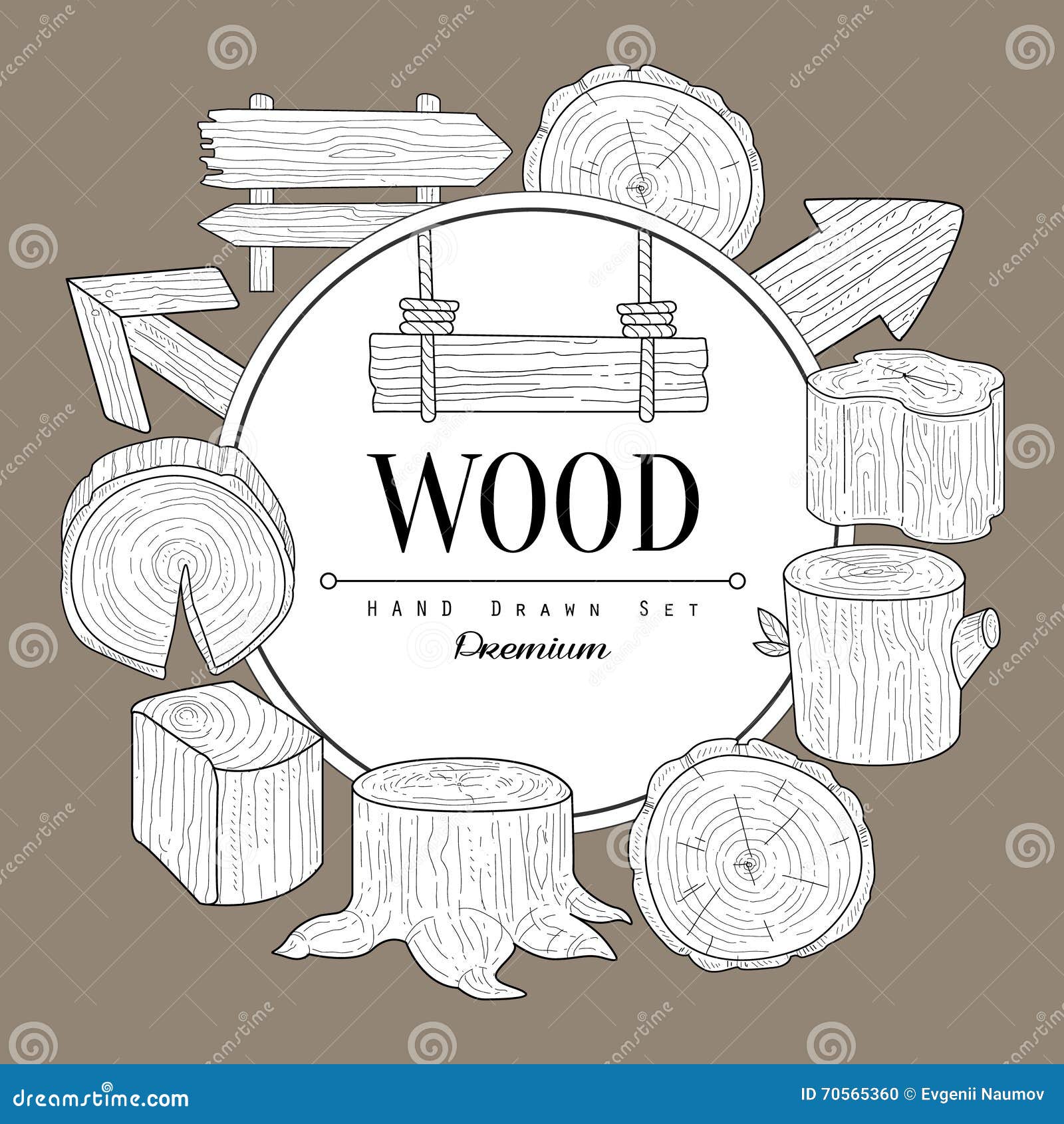Wood Vintage Sketch stock vector. Illustration of contour - 70565360