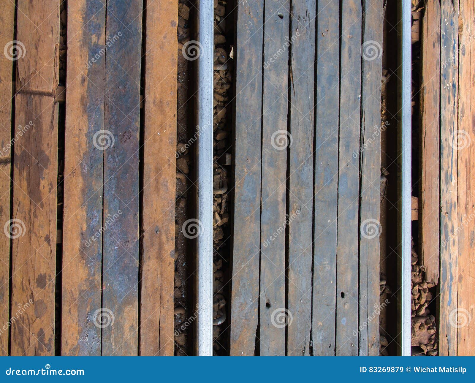 Wood Walkway Over the Tracks Stock Image - Image of natural, steel ...