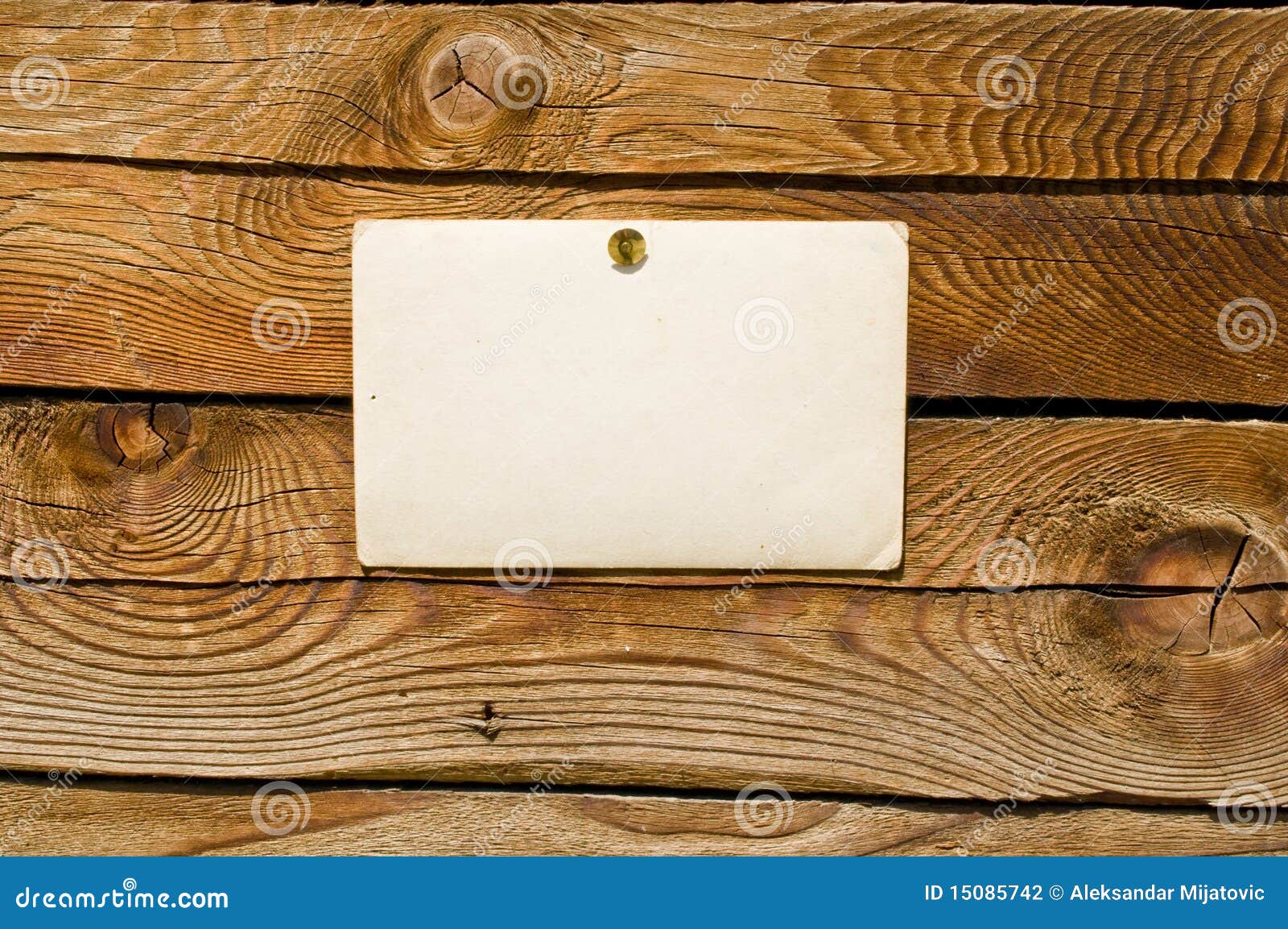 Wood Wall with Blank Paper for Message Stock Photo - Image of paper ...