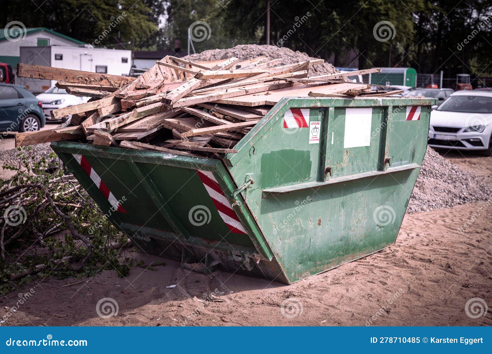 Wood Waste is Collected on a Construction Site in a Green Waste ...
