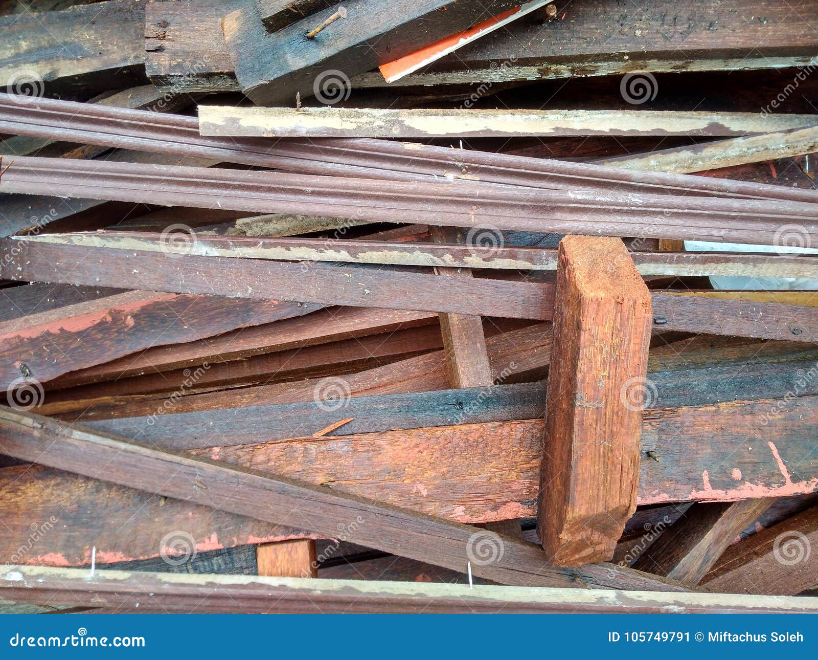 Wood Waste from Home Renovation Background Stock Image - Image of ...