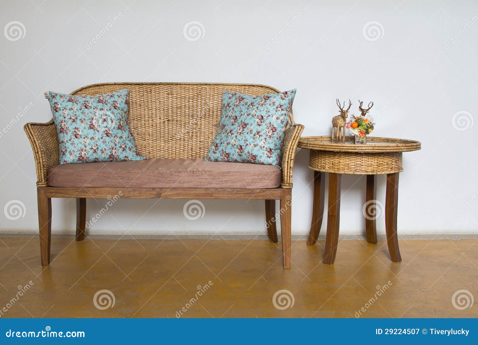 Wood and Wicker Furniture stock image. Image of interior - 29224507