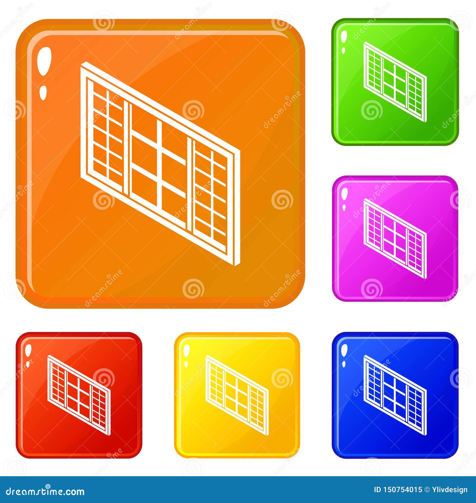 Wood Window Frame Icons Set Vector Color Stock Vector - Illustration of ...
