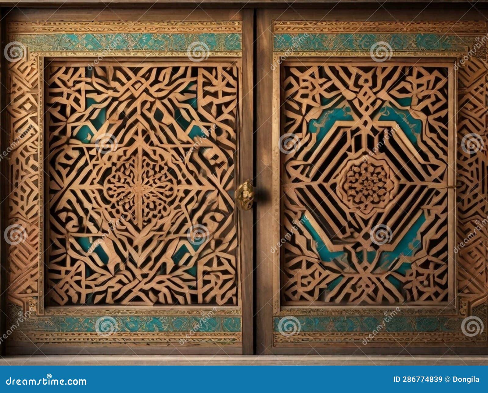 Wood Window Shutter with Antique Iranian Geometric Pattern,generative ...
