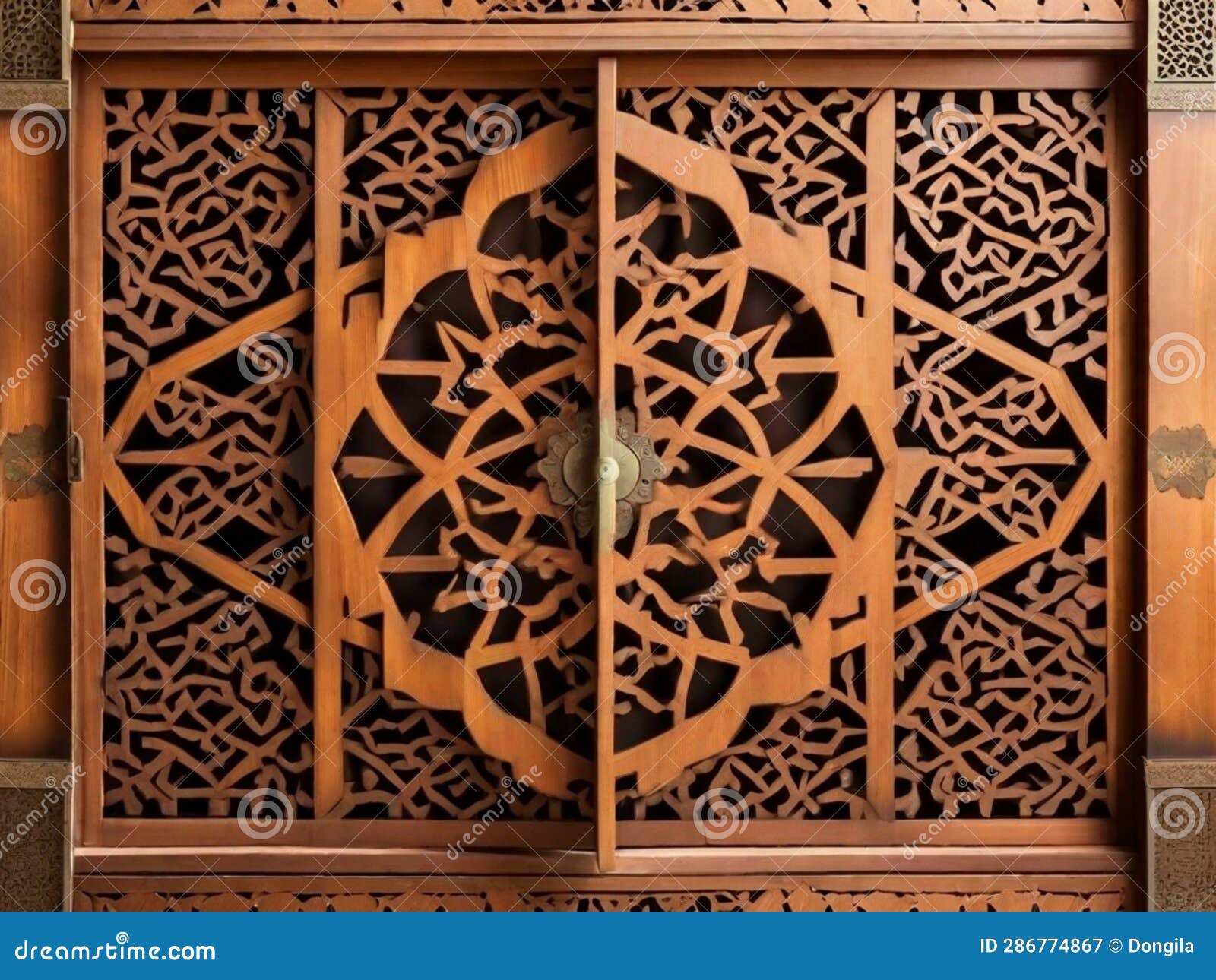 Wood Window Shutter with Antique Iranian Geometric Pattern,generative ...