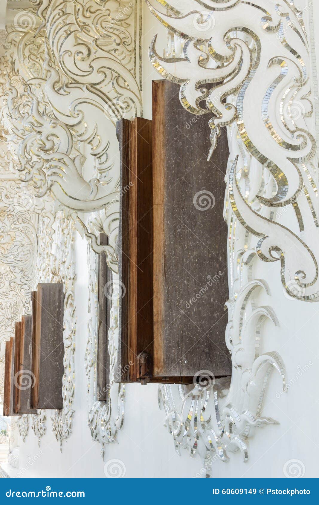 Wood Window at the White Temple Stock Image - Image of design, ornament ...
