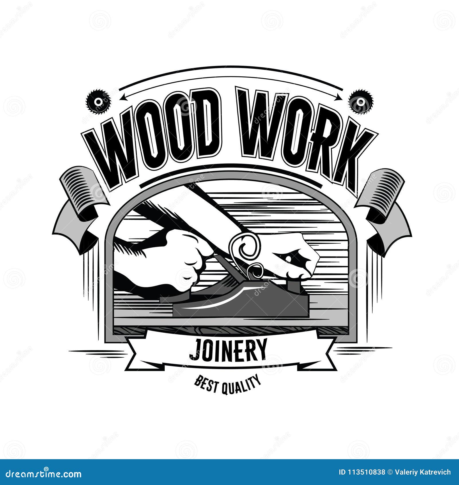 Wood Work. Vintage Carpentry Tools, Label and Design Element. Stock ...