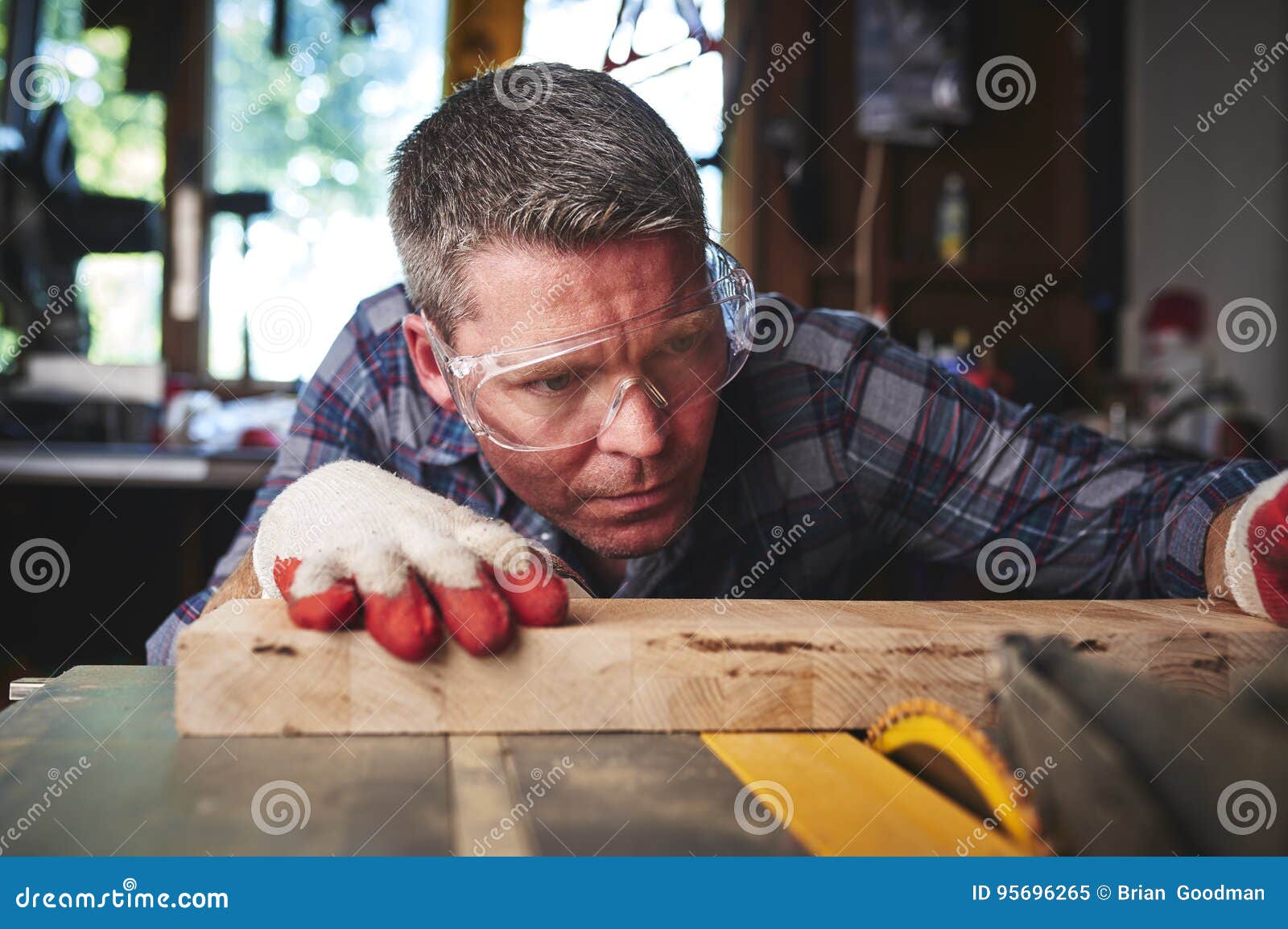 Wood worker stock image. Image of electric, power, looking - 95696265