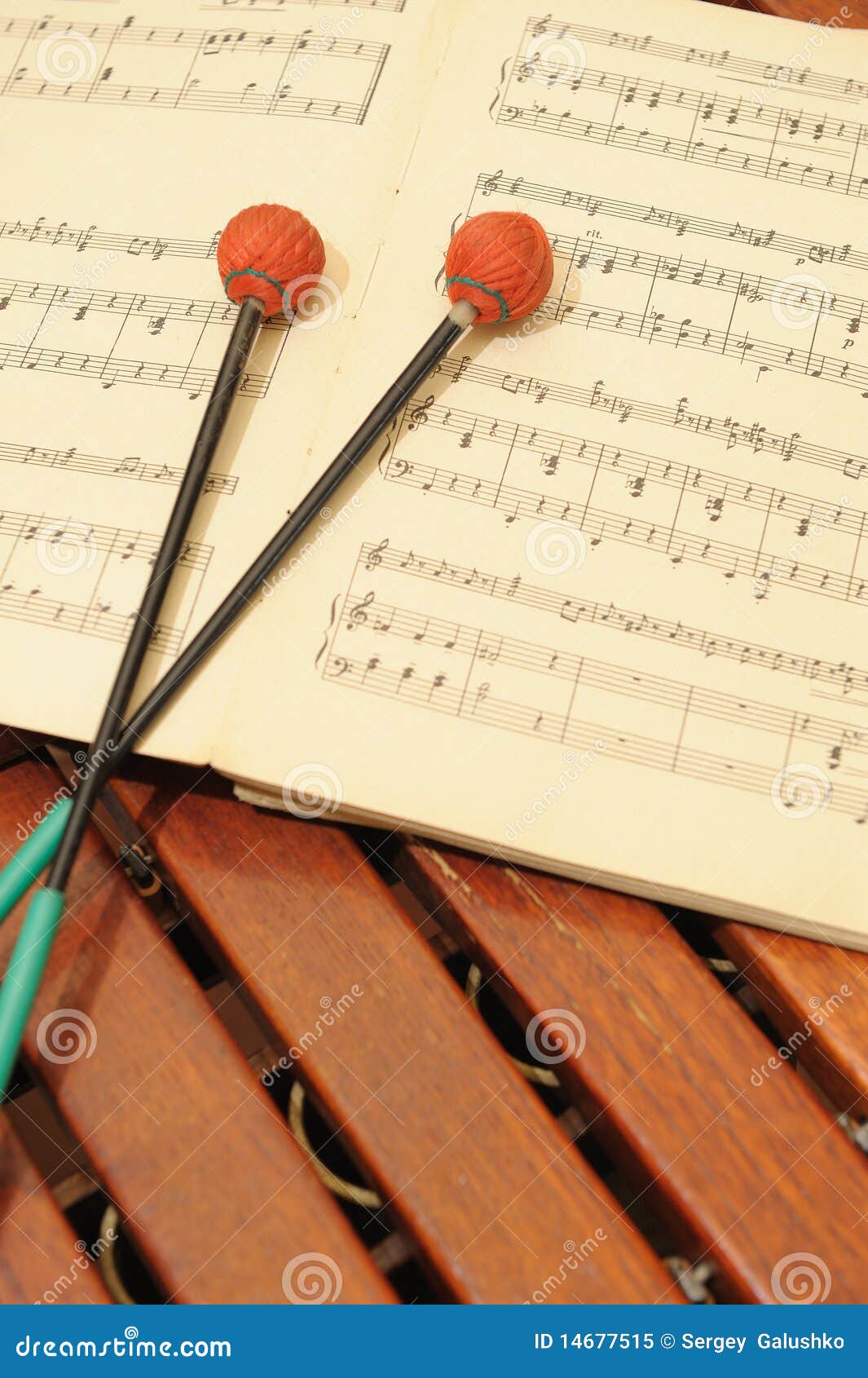 Wood Xylophone with Notes and Mallets Stock Image - Image of musical ...