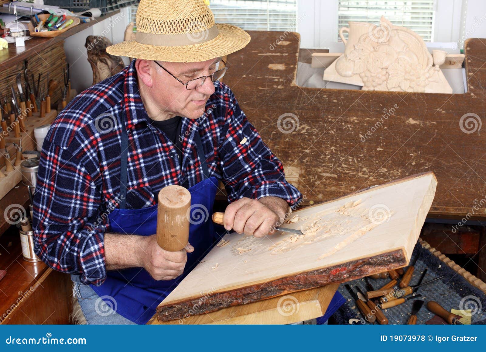 Woodcarver stock photo. Image of wood, timber, hammer - 19073978