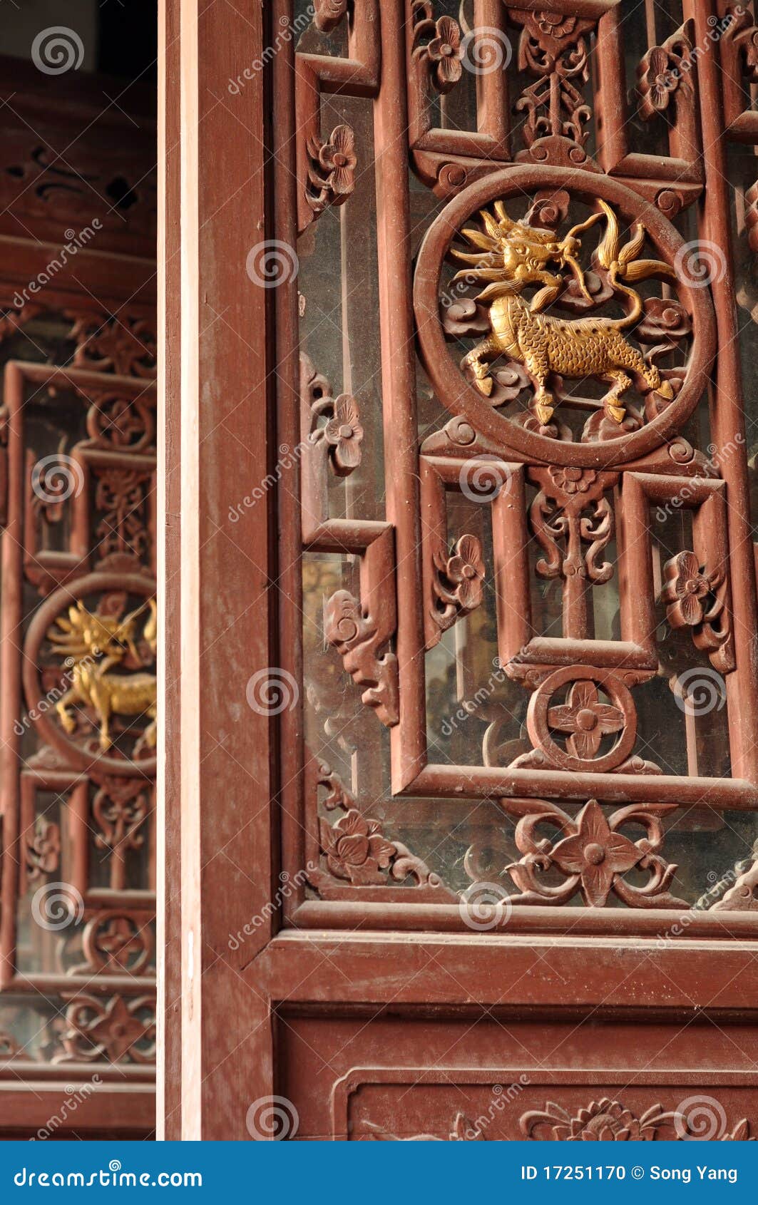 Woodcarving of Chinese Dragon Stock Photo - Image of culture, line ...